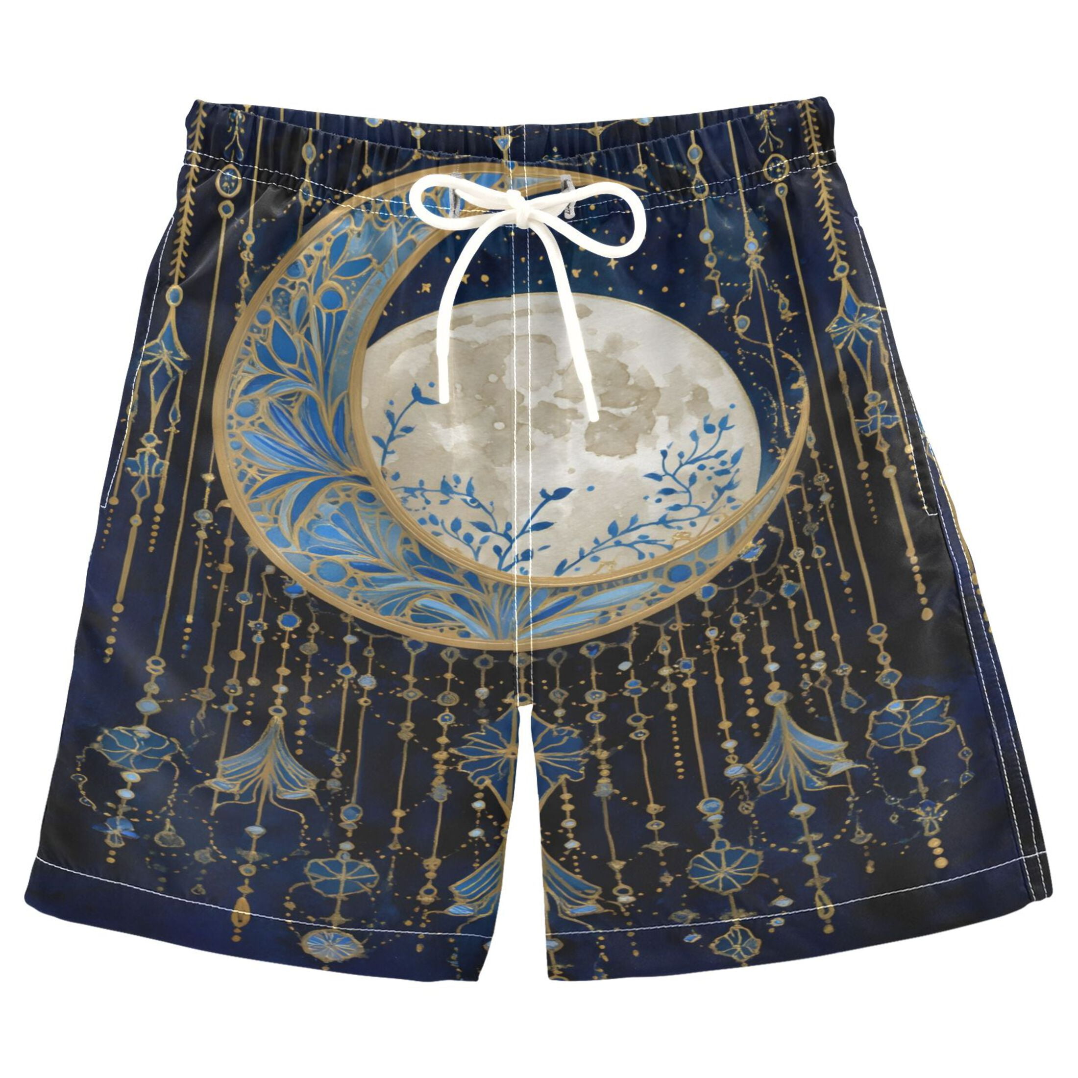 joogoo Kids Boys Swim Trunks Moon Boho Beach Board Shorts Drawstring ...