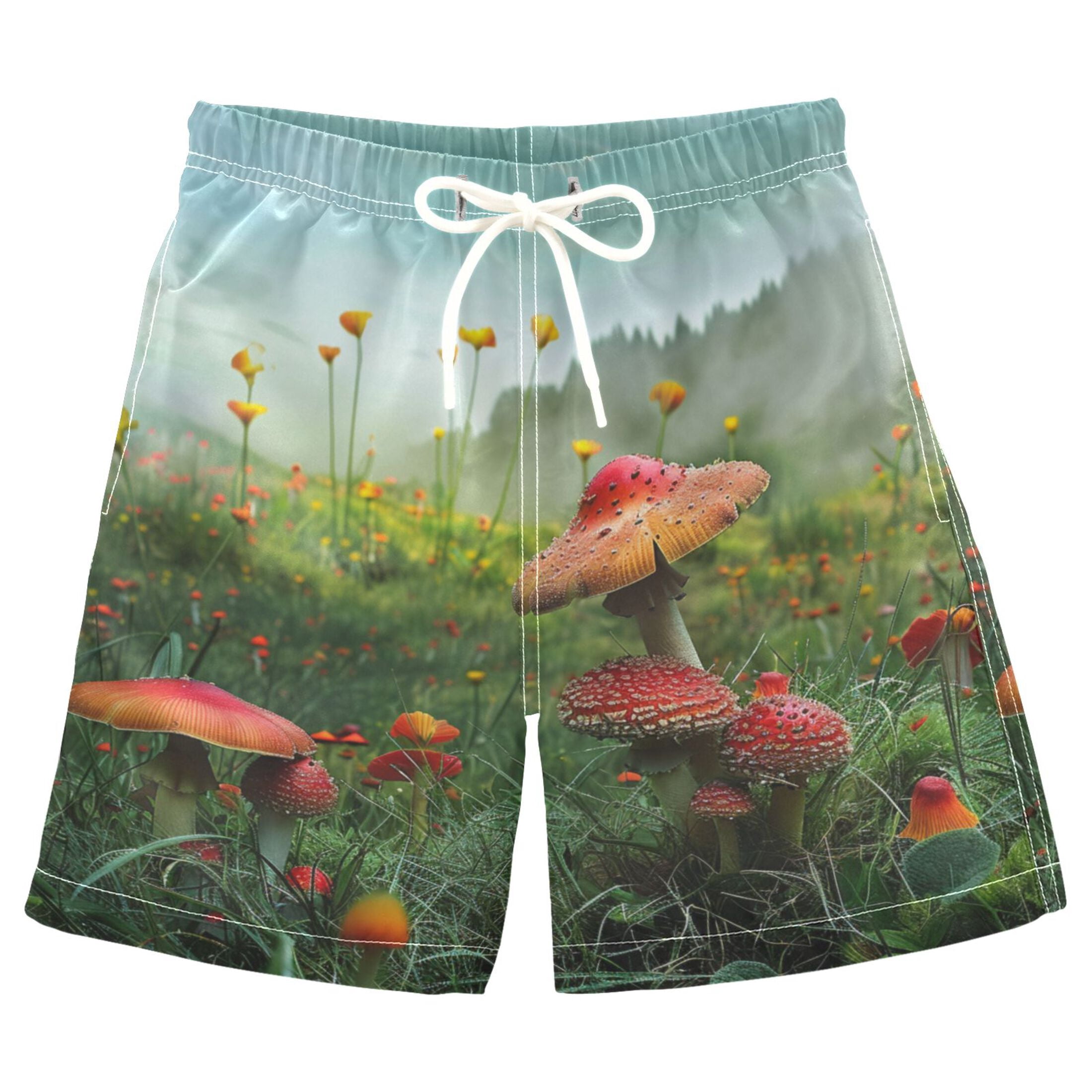 joogoo Kids Boys Swim Trunks Mushrooms Grasses Landscape Beach Board ...
