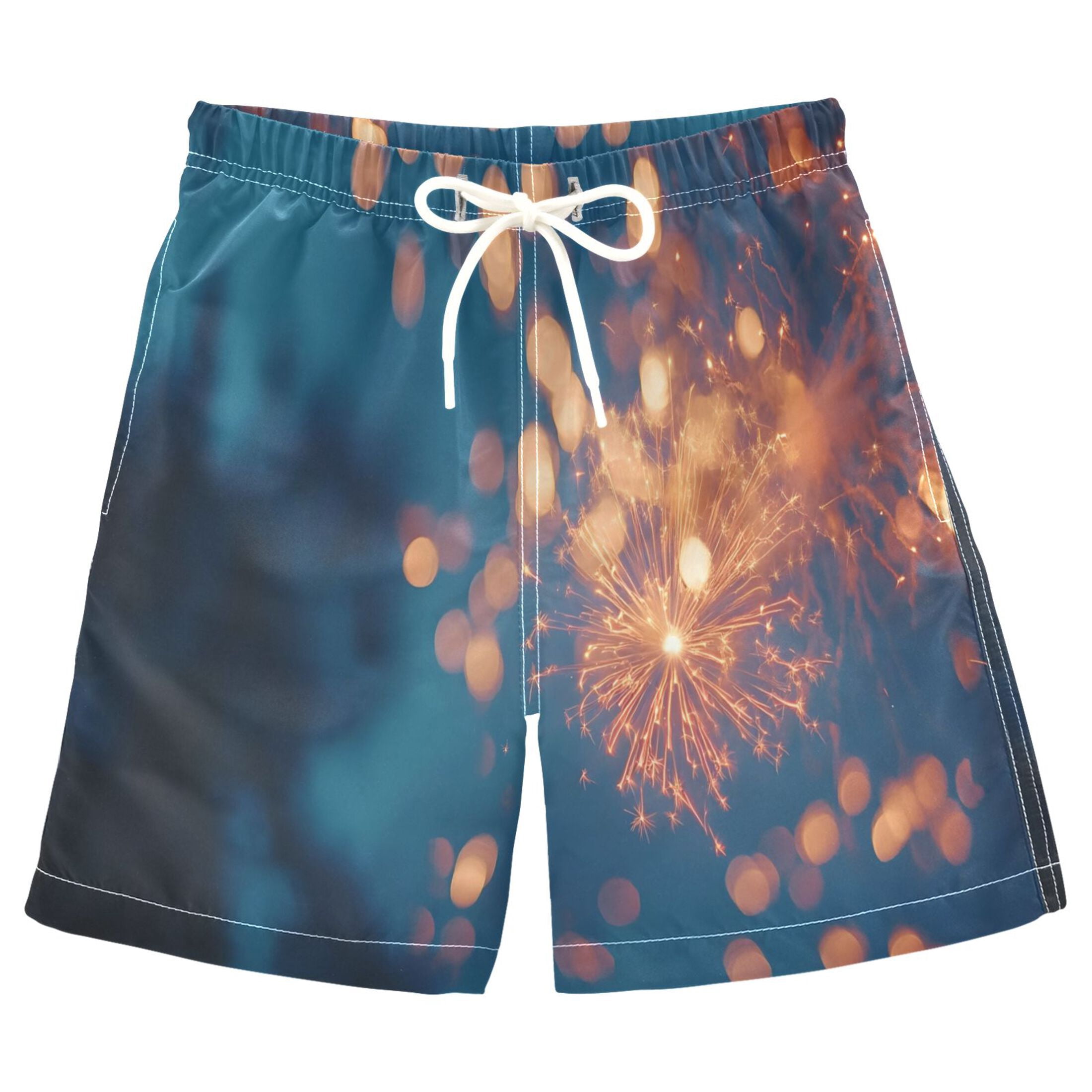 joogoo Kids Boys Swim Trunks New Year Fireworks Blooming Beach Board ...
