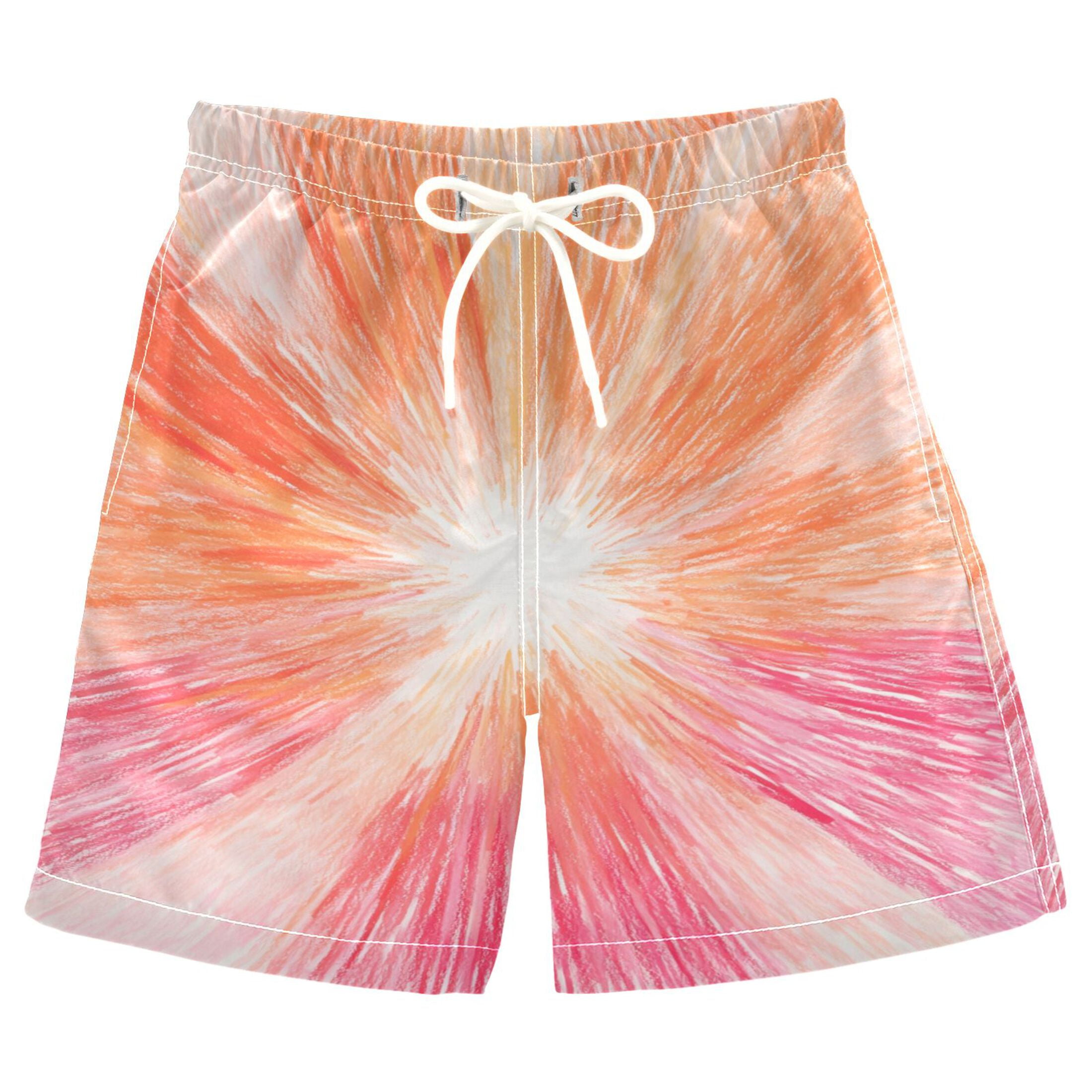 joogoo Kids Boys Swim Trunks Orange Fireworks Beach Board Shorts ...