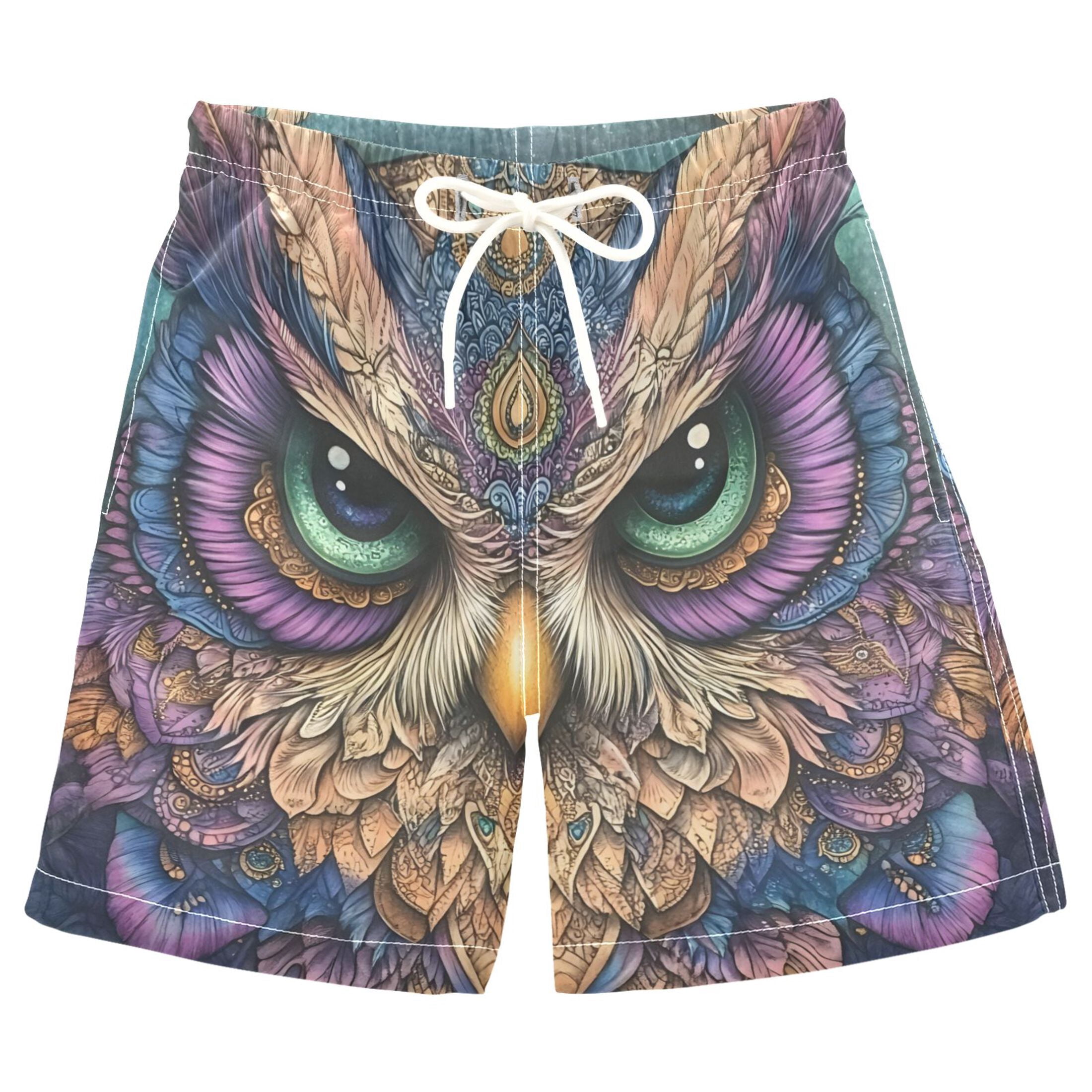 joogoo Kids Boys Swim Trunks Owl Mandala Bohemia Beach Board Shorts ...