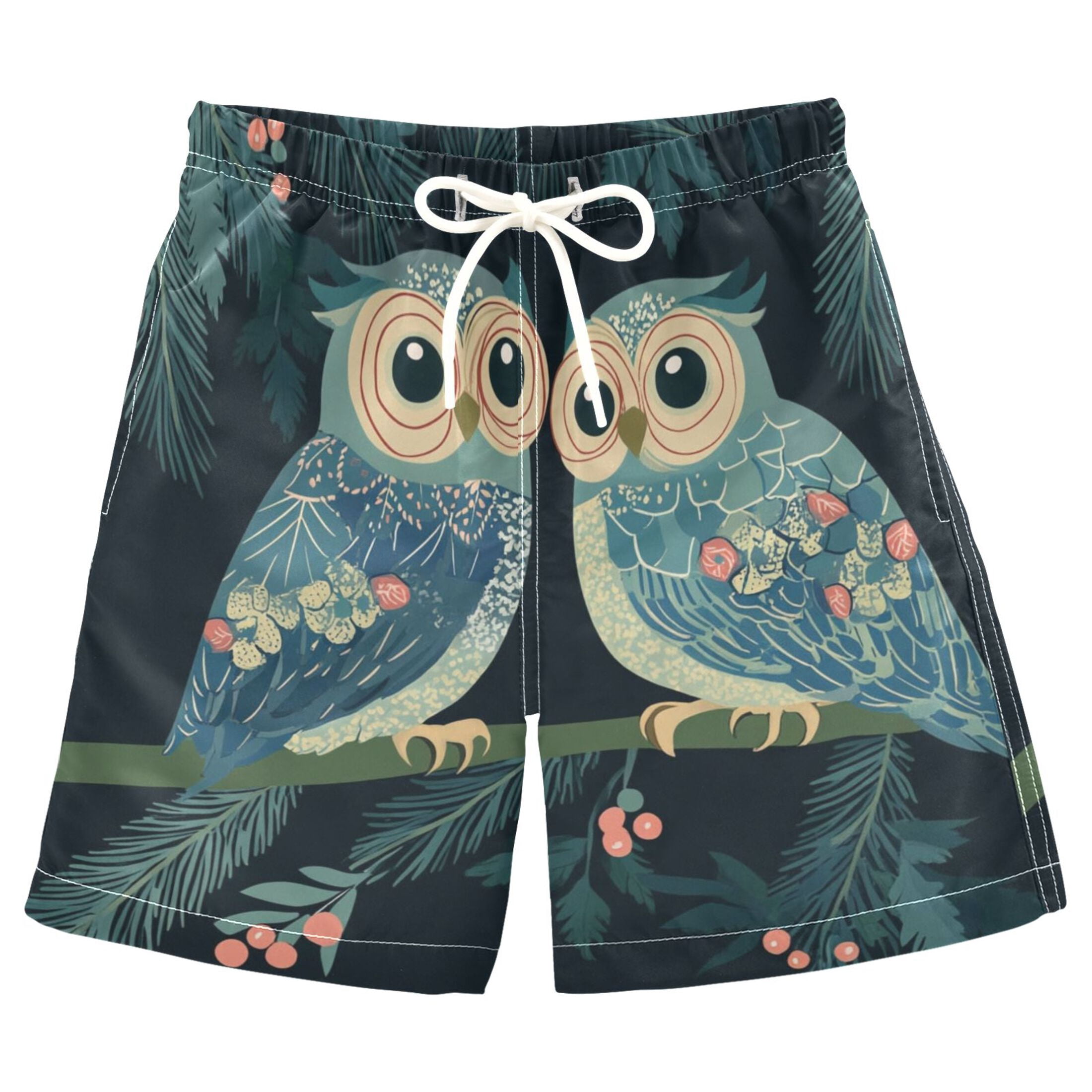joogoo Kids Boys Swim Trunks Owls Mandala Beach Board Shorts Drawstring ...