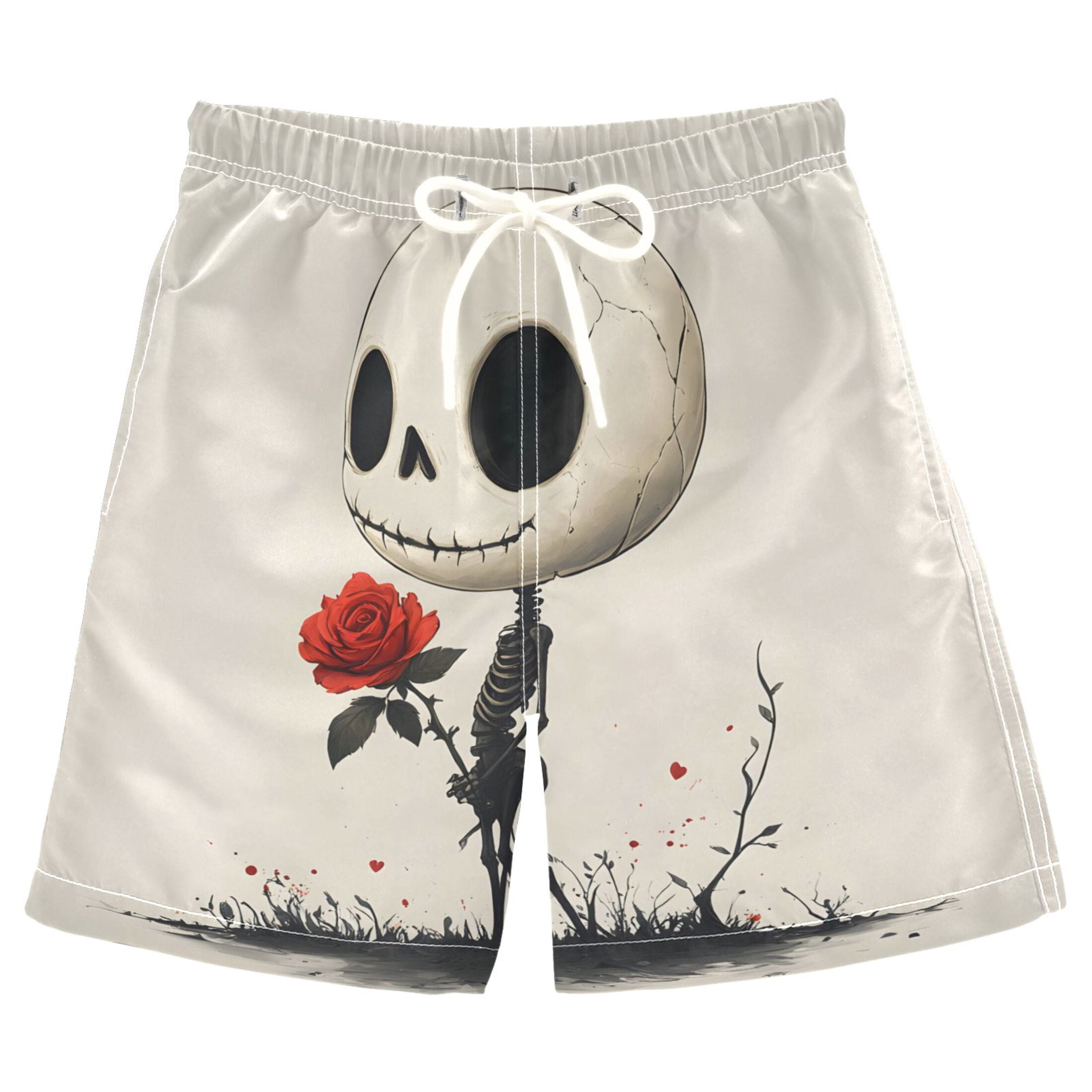joogoo Kids Boys Swim Trunks Retro Skull Beach Board Shorts Drawstring ...