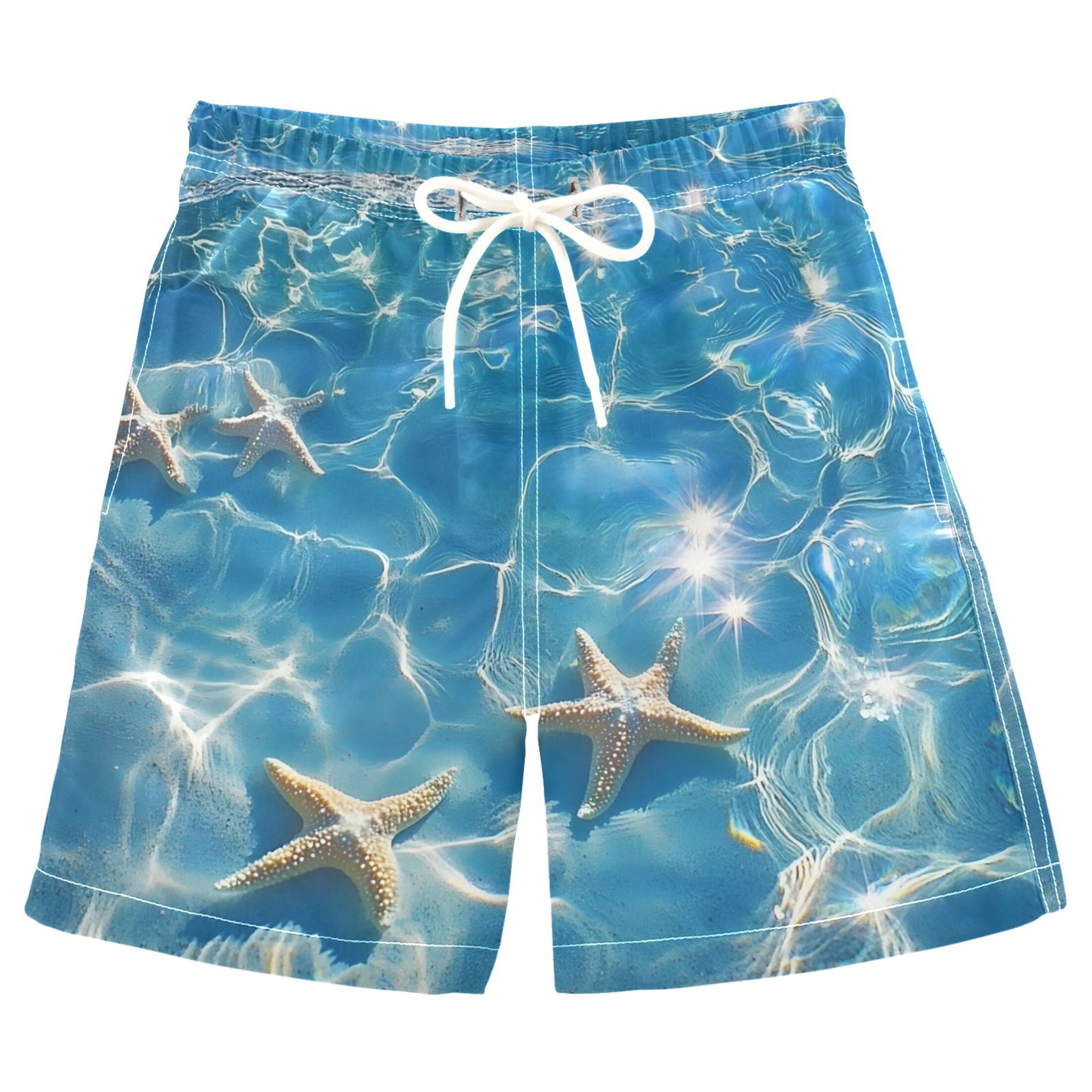 joogoo Kids Boys Swim Trunks Starfish in Sea Beach Board Shorts ...