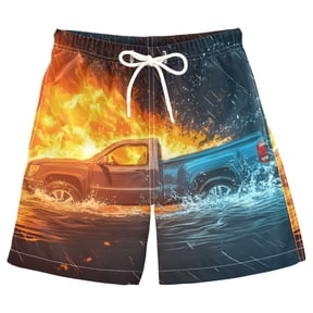 joogoo Kids Boys Swim Trunks Monster Truck Beach Board Shorts ...