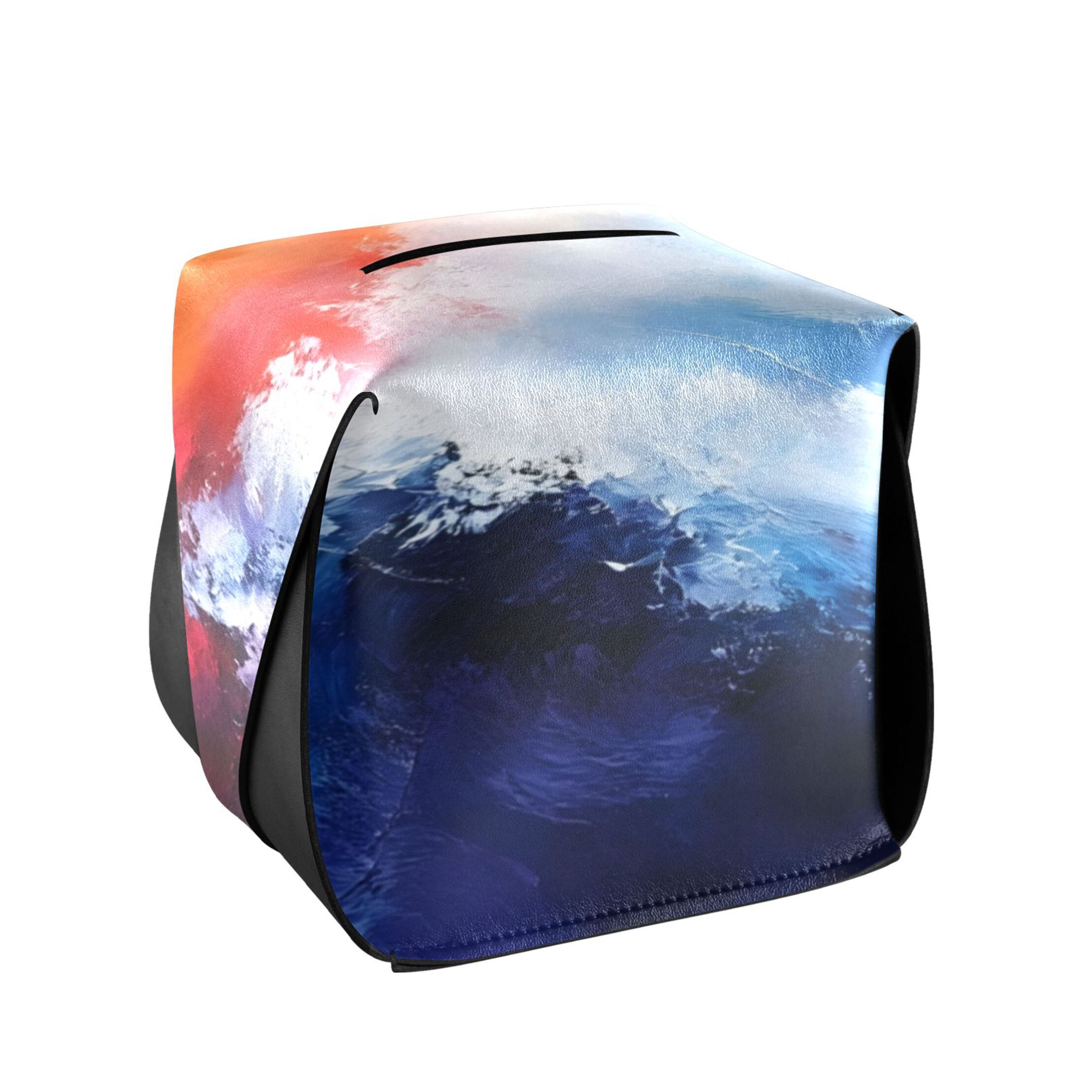 joogoo Leather Tissue Box Cover Blue and Orange Marble Facial Cube ...