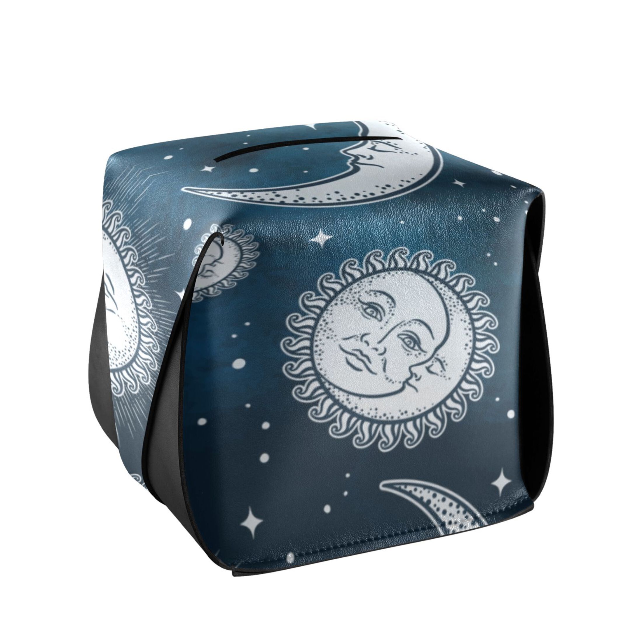 joogoo Leather Tissue Box Cover Bohomia Moon Sun and Stars Facial Cube ...