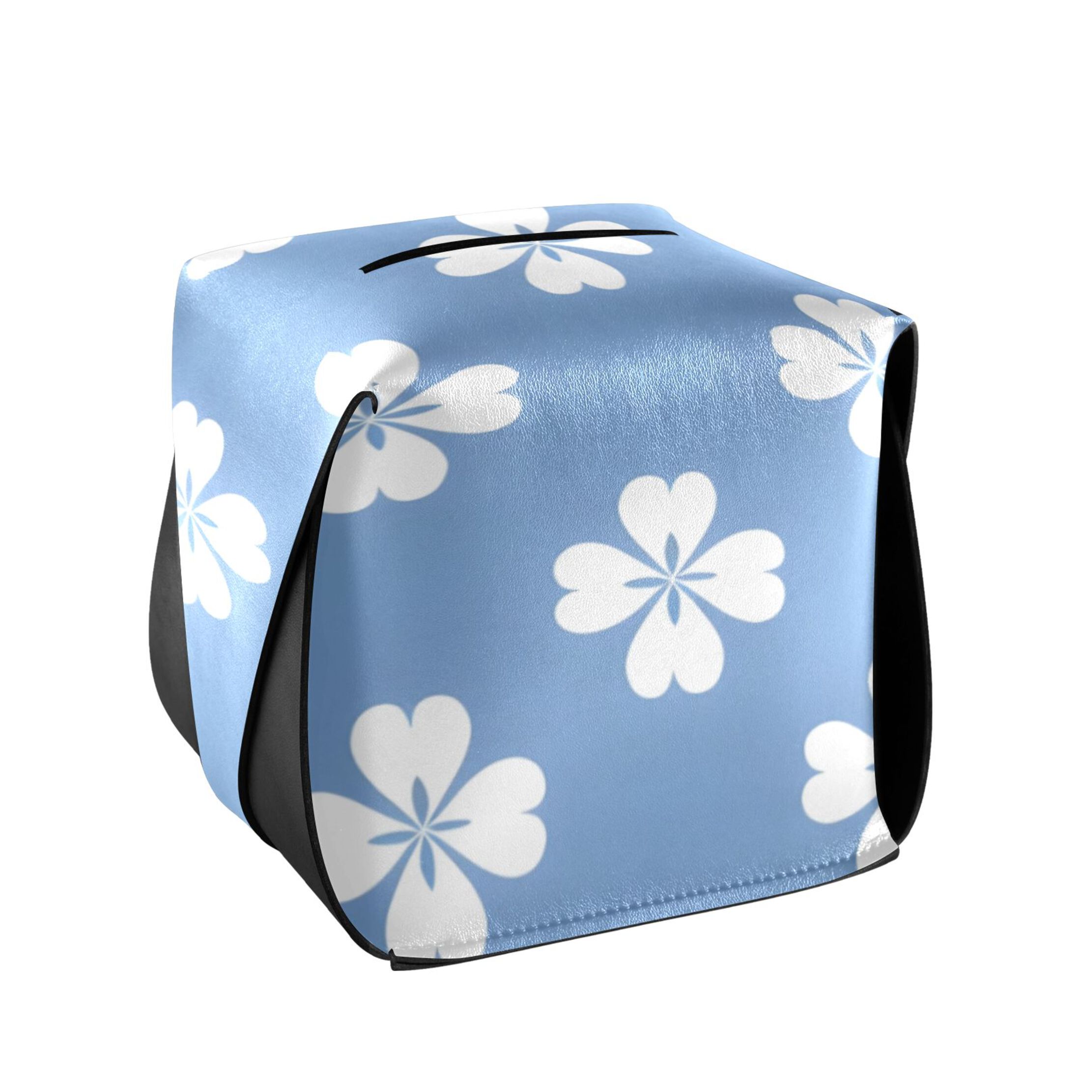 joogoo Leather Tissue Box Cover Clover Flower Pattern Facial Cube ...