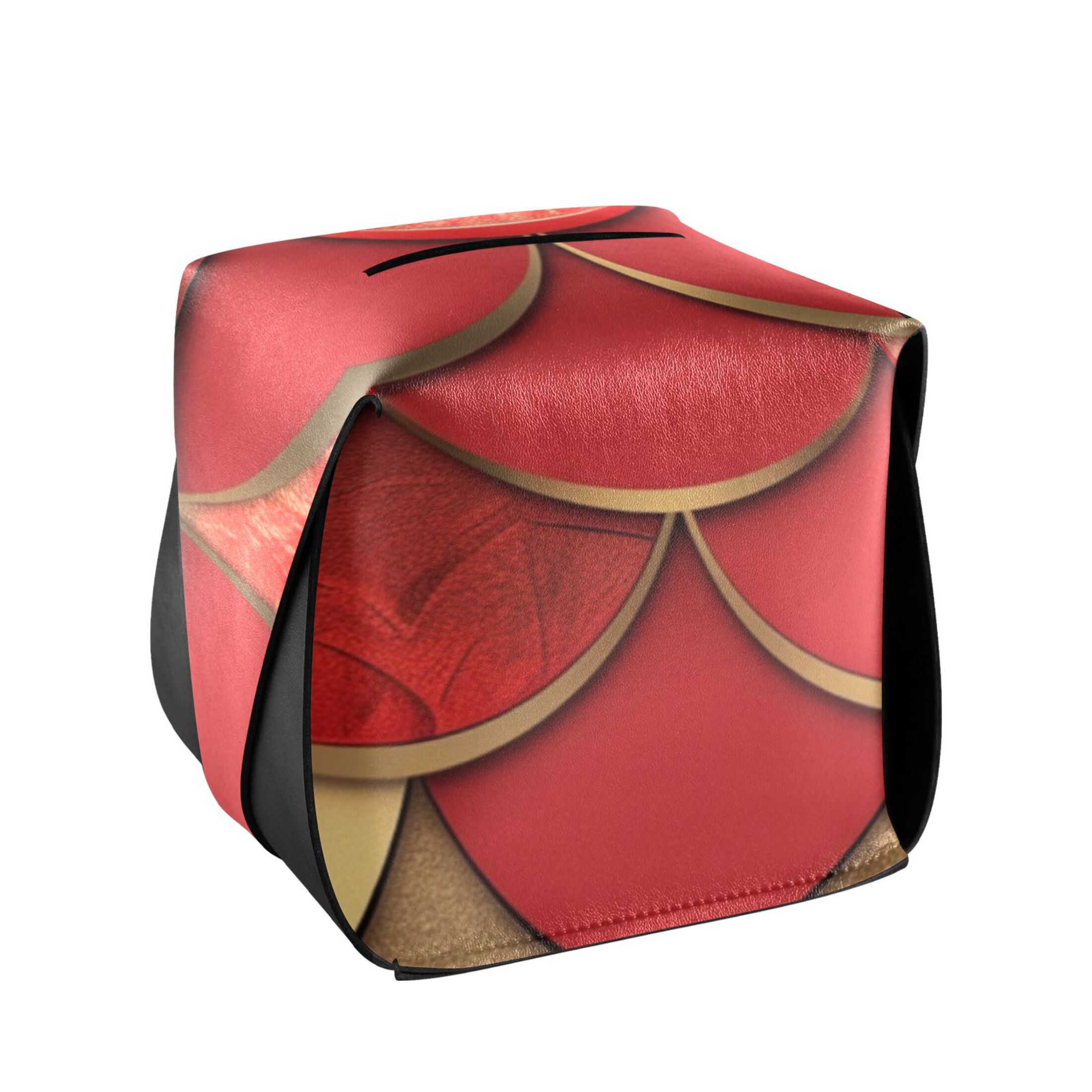 joogoo Leather Tissue Box Cover Red Scales Facial Cube Holder Case ...