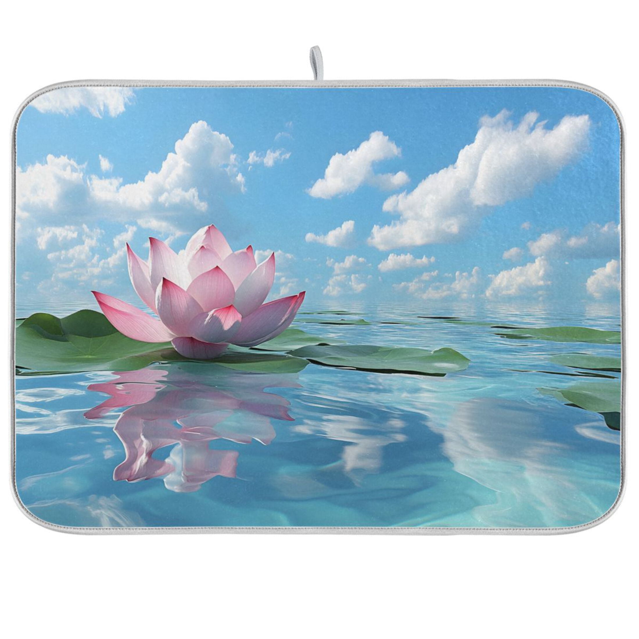 joogoo Lotus Flower Blue Sky Dish Drying Mat Kitchen Counter Absorbent ...