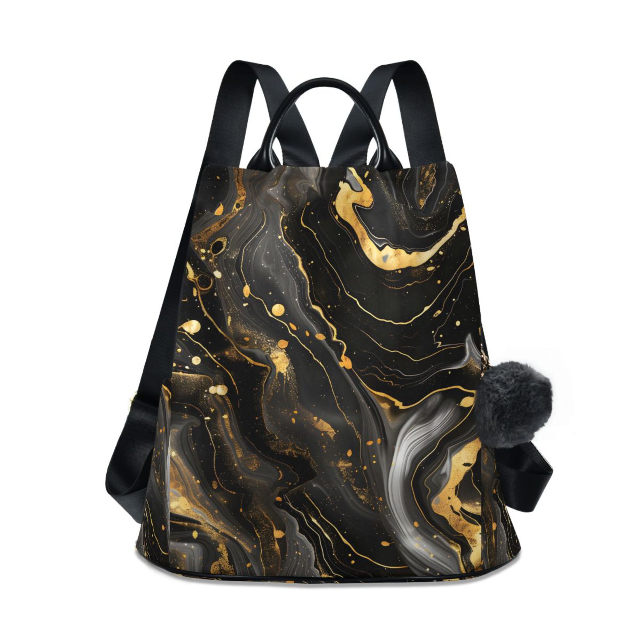 joogoo Luxury Black and Gold Marble Backpack Purse for Women Anti Theft ...