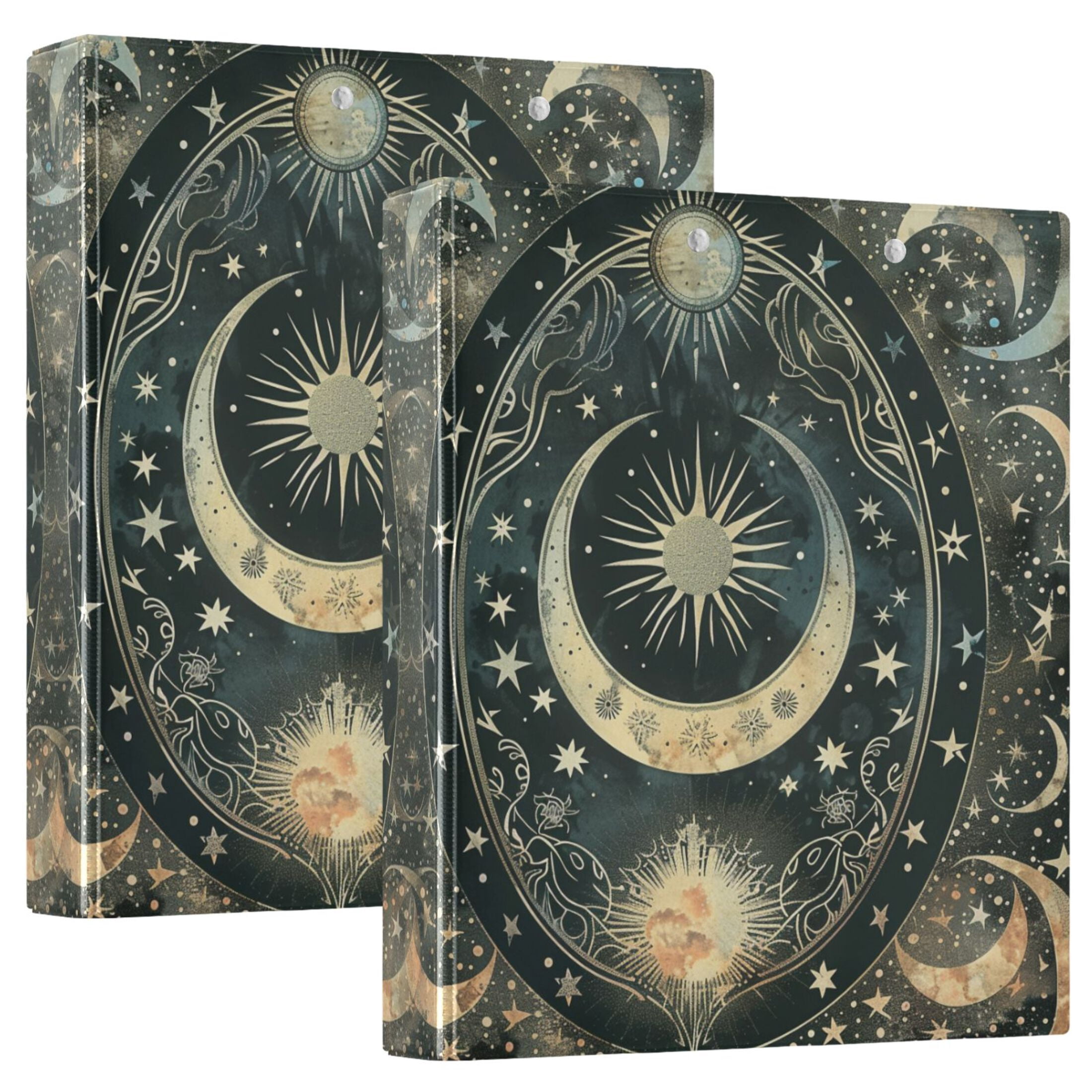 joogoo Magical Bohomia Moon and Star Hardcover 3 Ring Binder 1.5" Round ...