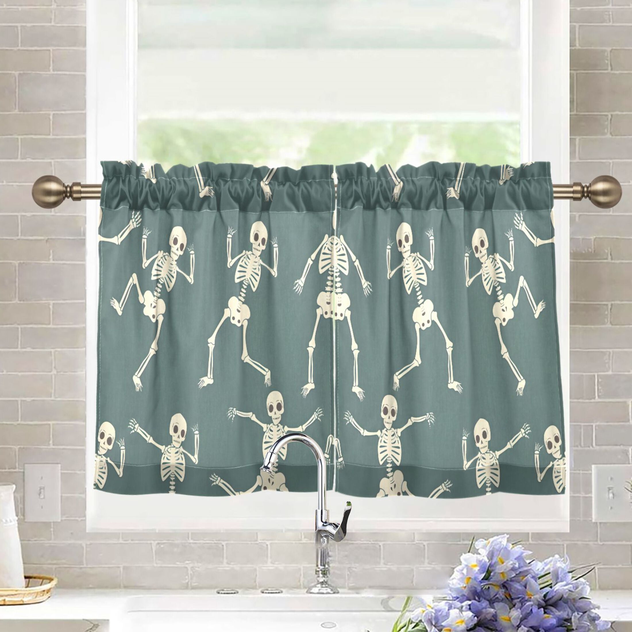 joogoo Many Skeleton Dancing Curtains Sets Half Window Cafe Farmhouse ...