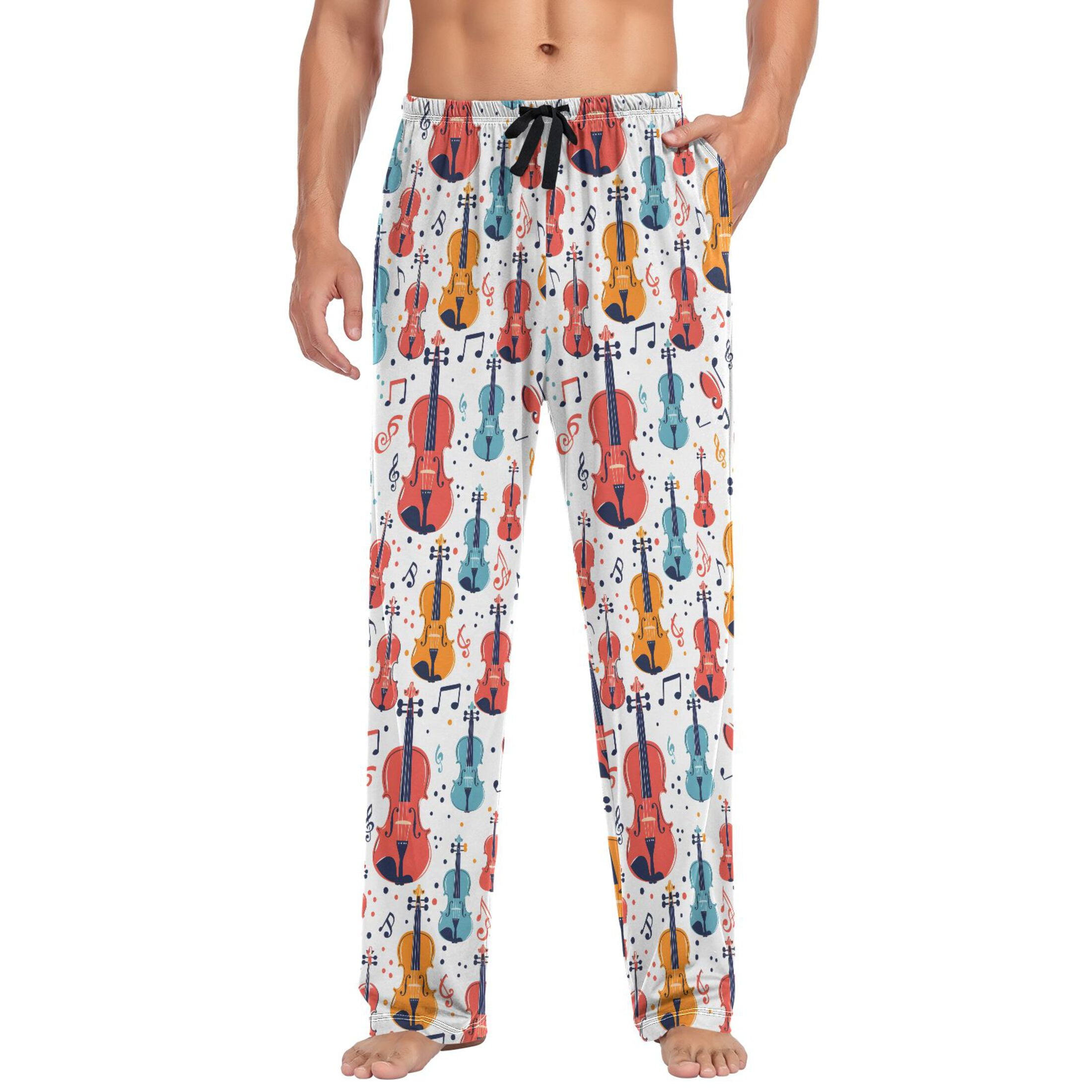 joogoo Men's Pajama Pants Guitar Music Notes Soft Long Sleep Lounge Pjs ...