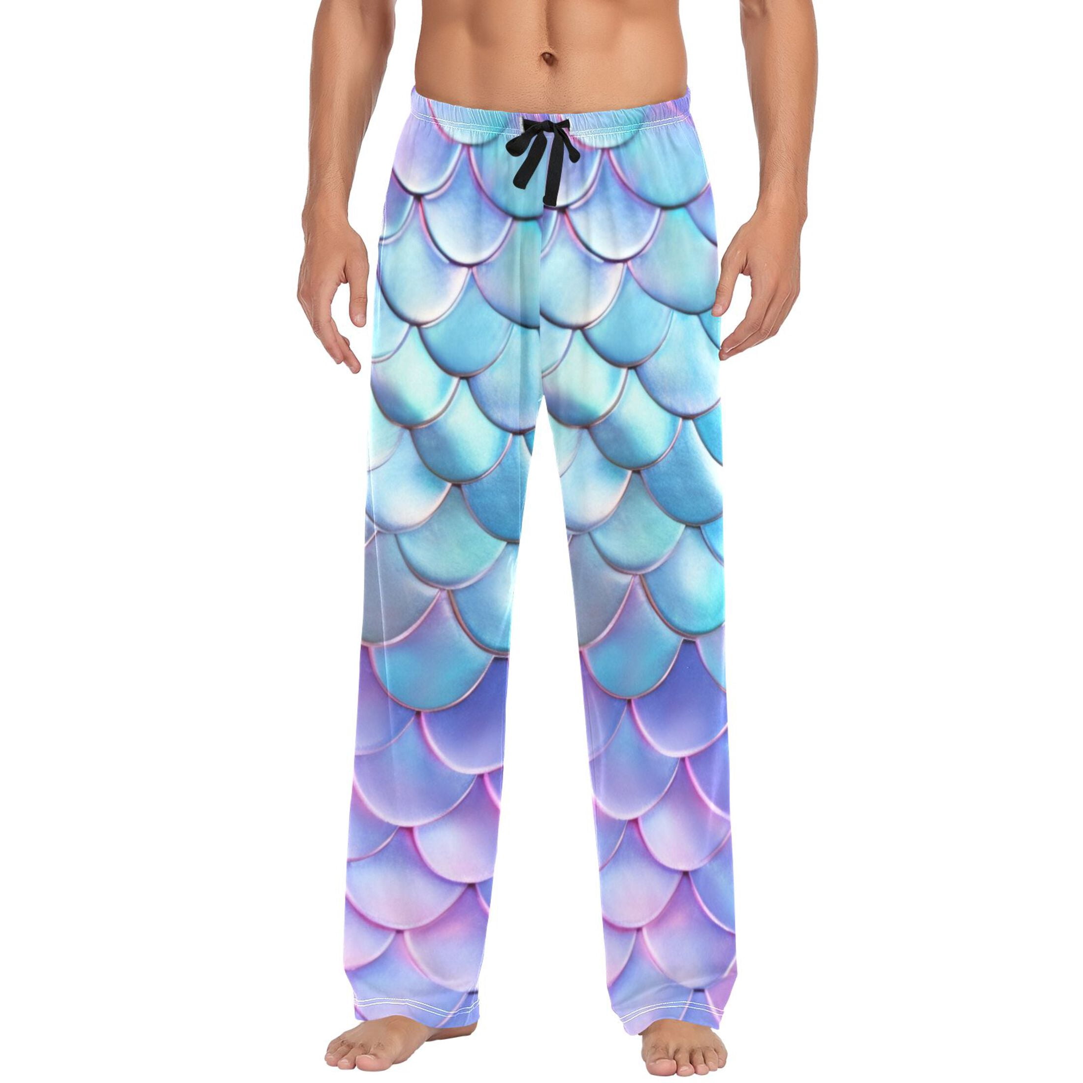 joogoo Men's Pajama Pants Scales Shiny Cotton Long Sleepwear Lounge ...