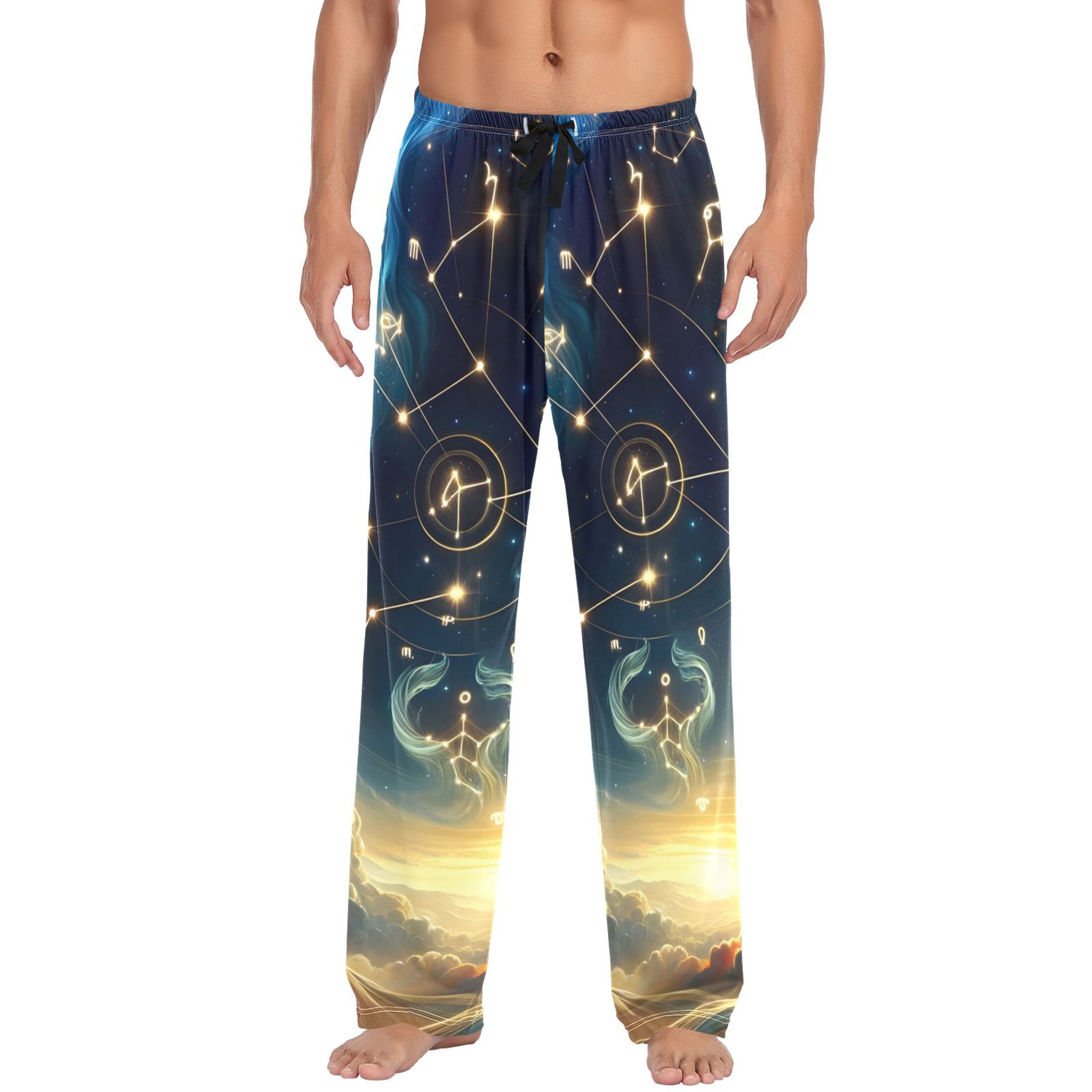 joogoo Men's Pajama Pants Zodiac Stars in Night Sky Cotton Long ...