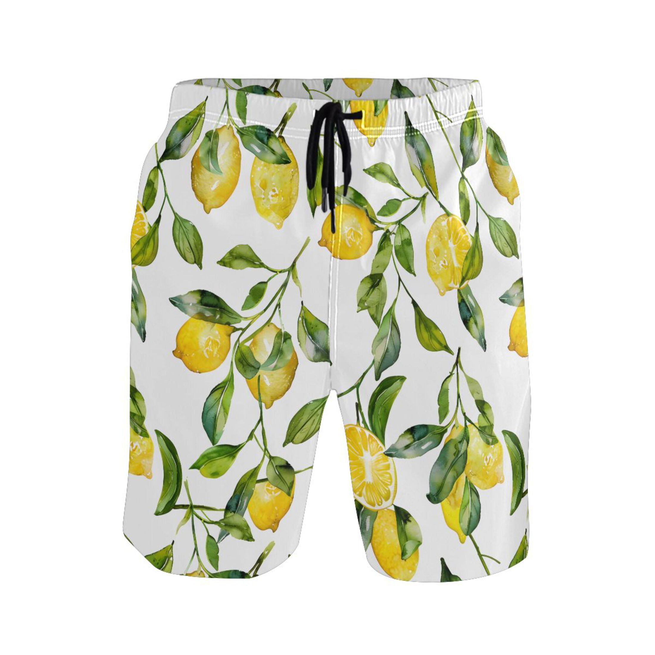 joogoo Men's Swim Trunks Lemon and Leaves Beach Shorts with Pockets XL ...