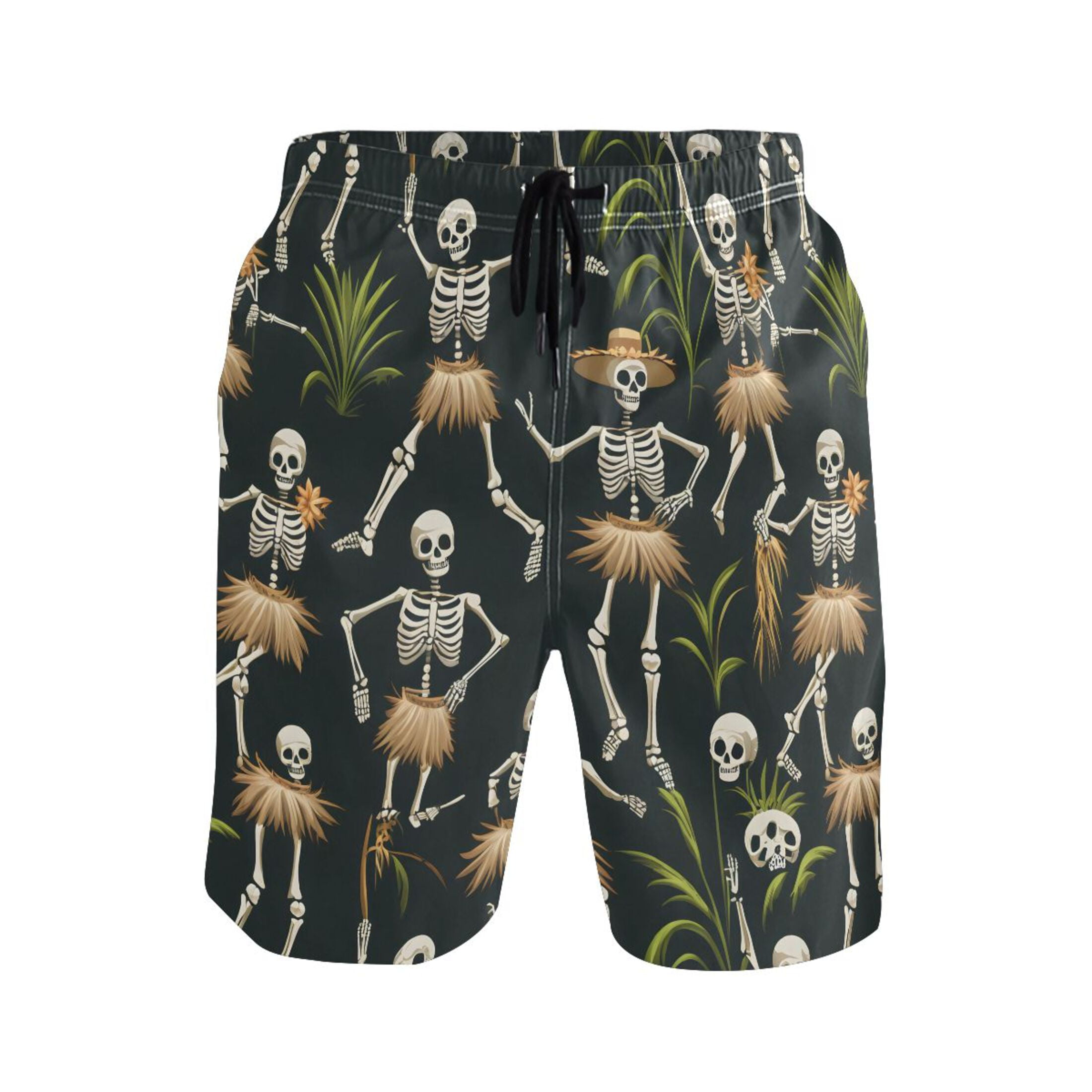 joogoo Men's Swim Trunks Skeleton Dancing Beach Shorts with Pockets M ...