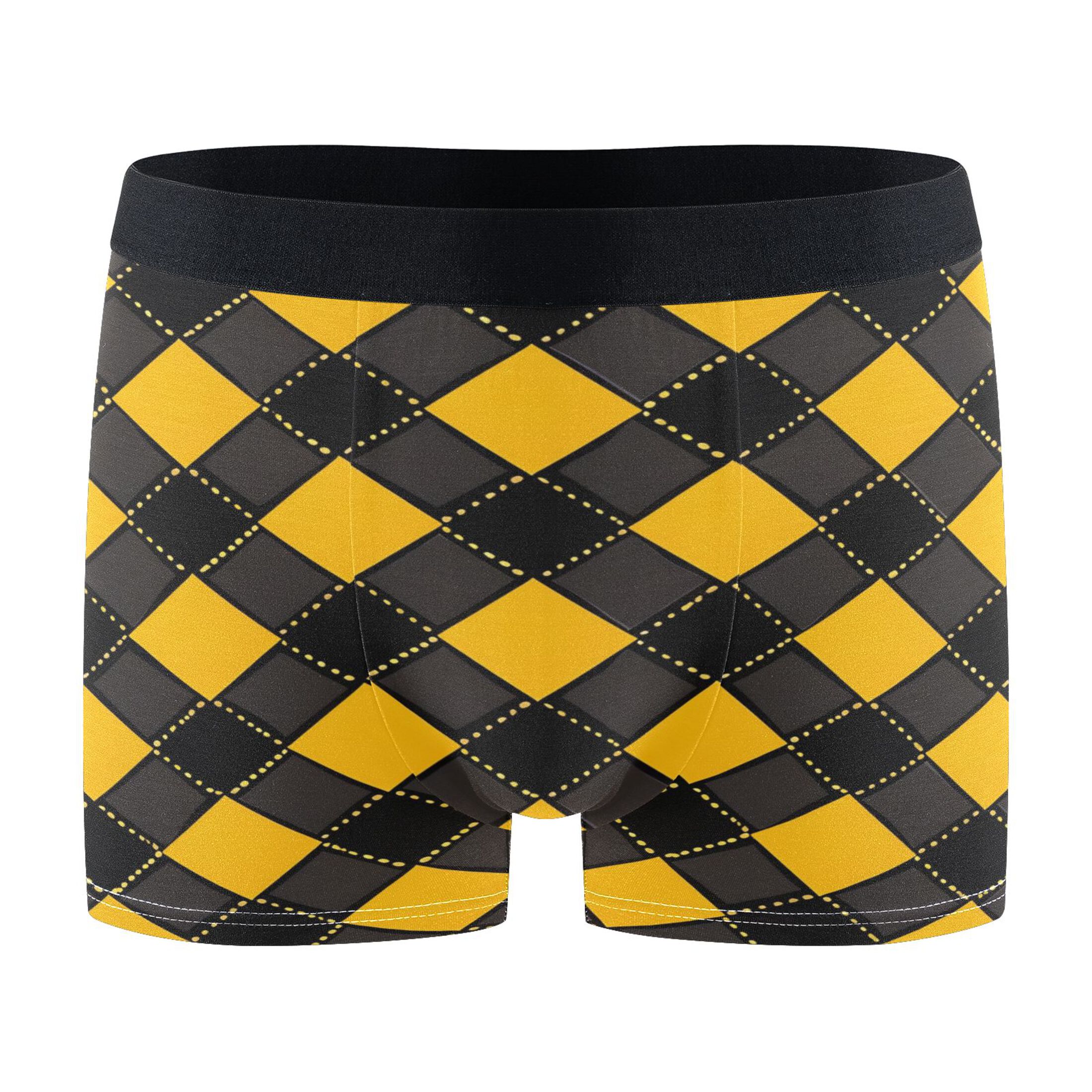 joogoo Mens Boxer Briefs Art Yellow Checkered Grid Pattern Soft ...
