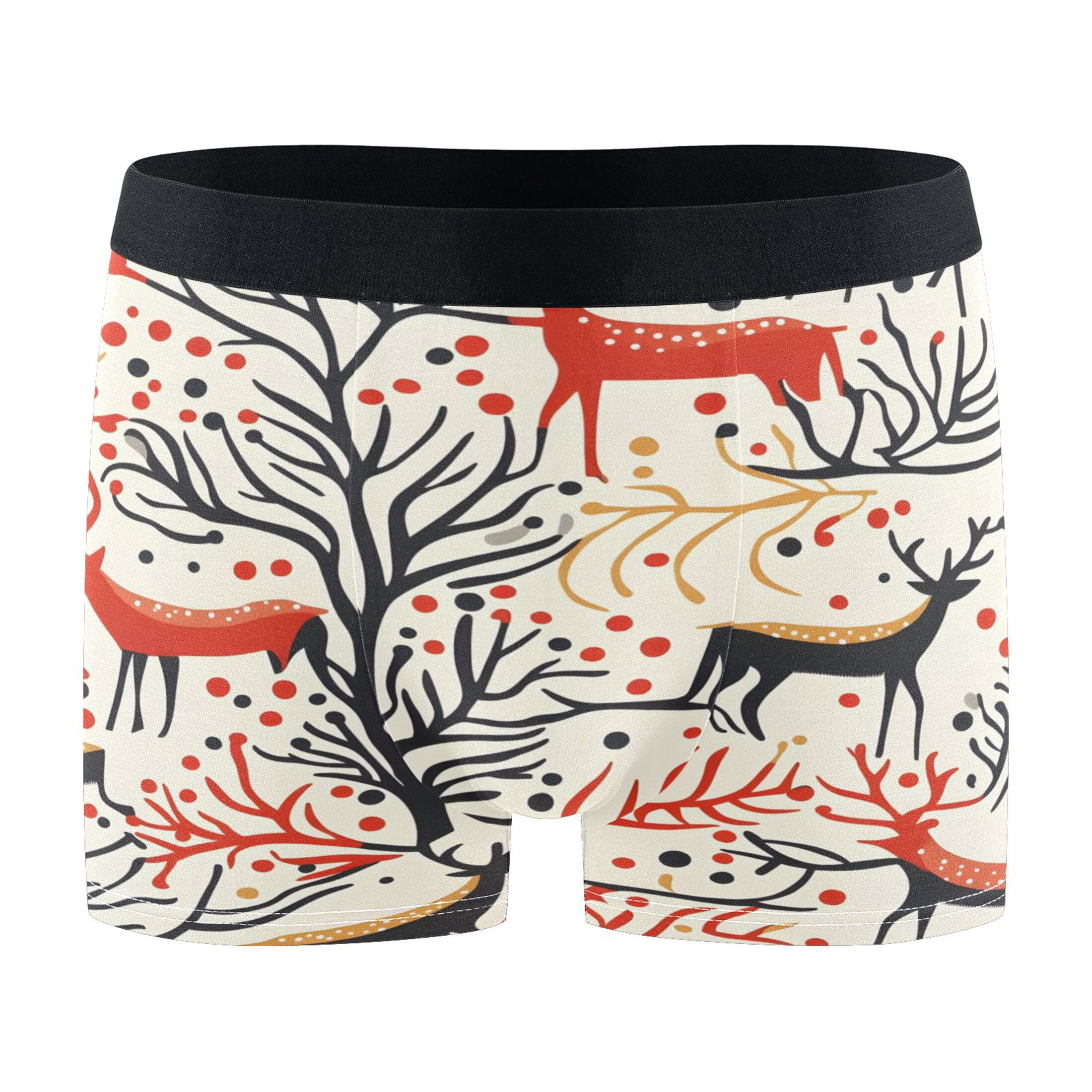 joogoo Mens Boxer Briefs Christmas Reindeer Trees Soft Underwear ...