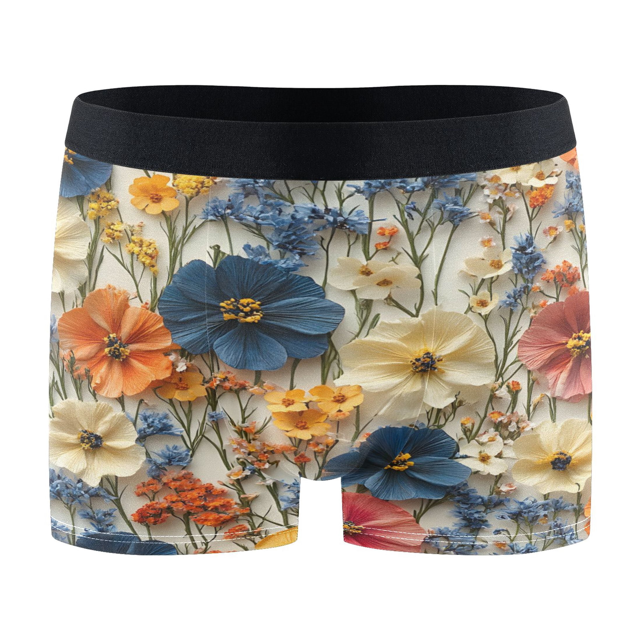 joogoo Mens Boxer Briefs Colorful Flower Soft Underwear Stretch Trunks ...