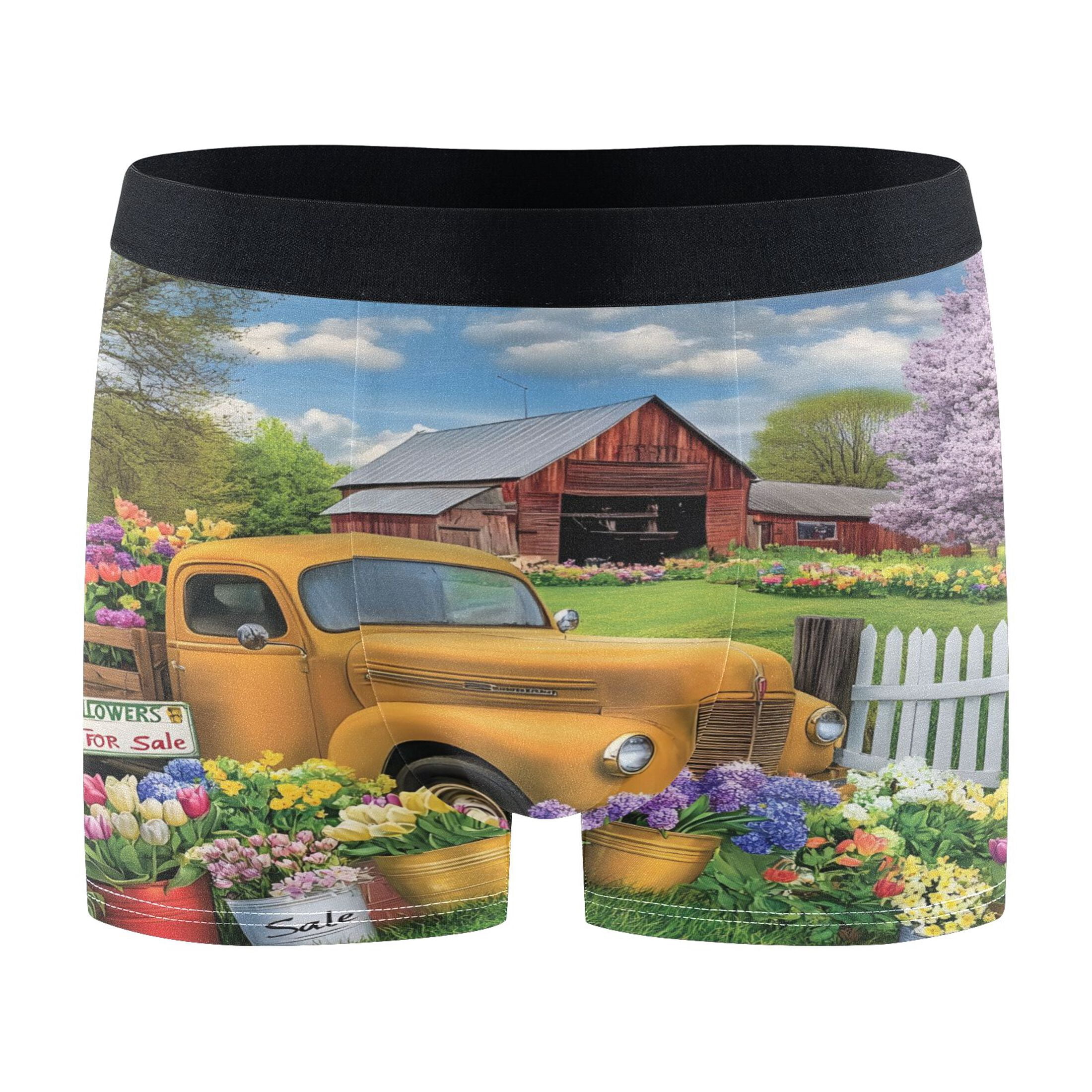 joogoo Mens Boxer Briefs Farm Scene Truck Soft Underwear Stretch Trunks ...