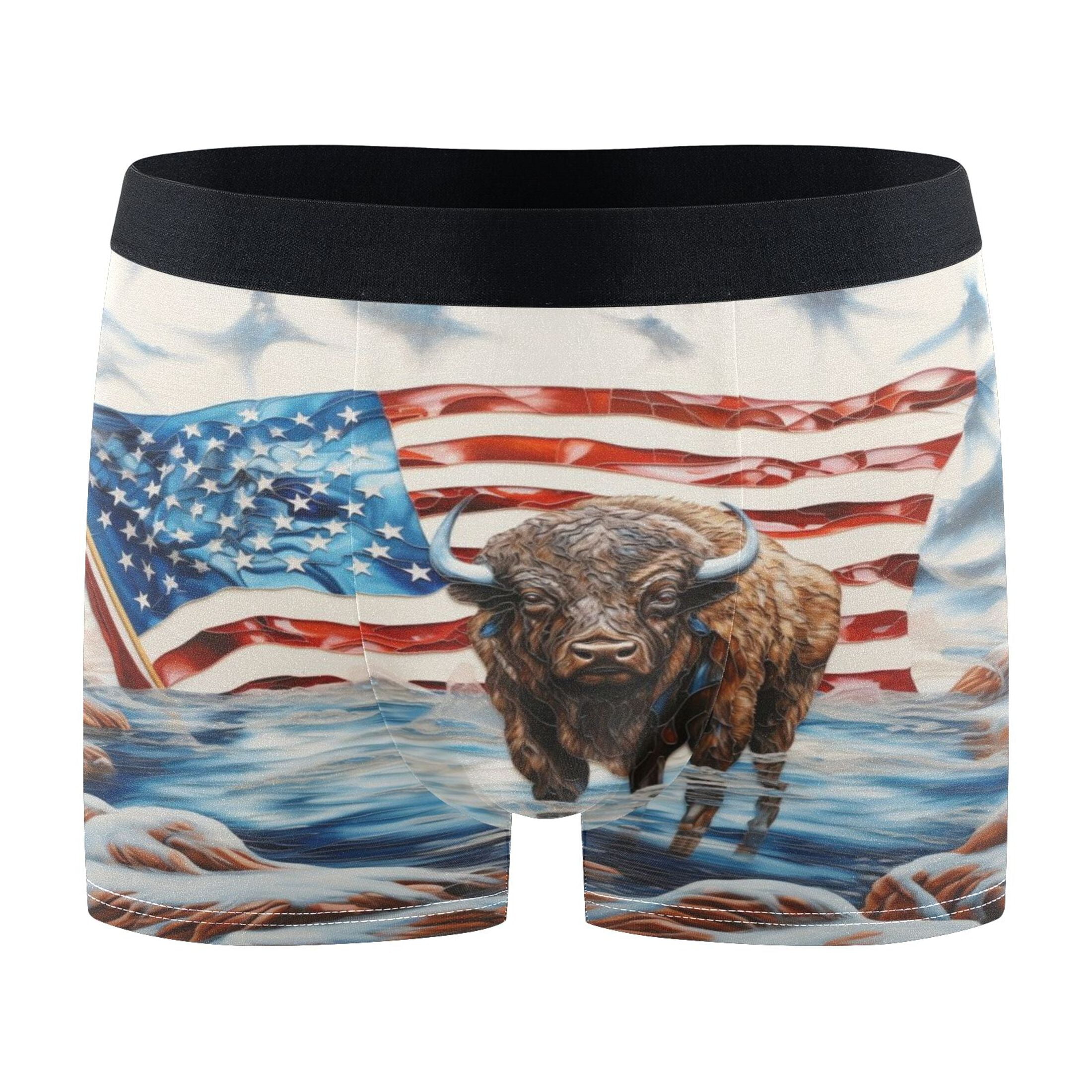 joogoo Mens Boxer Briefs Highland Cow America Flag Soft Underwear ...
