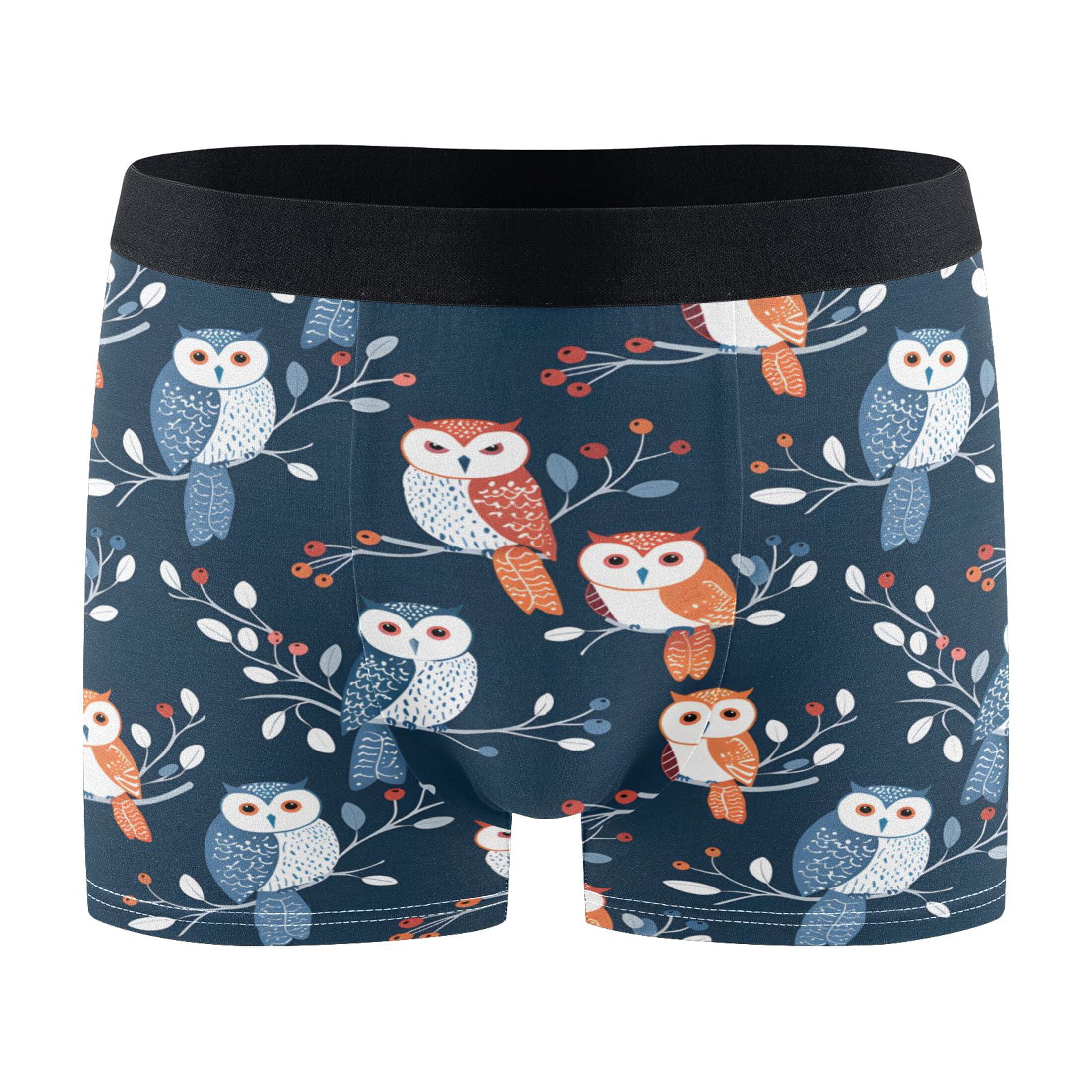joogoo Mens Boxer Briefs Many Owls on Branch Soft Underwear Stretch ...