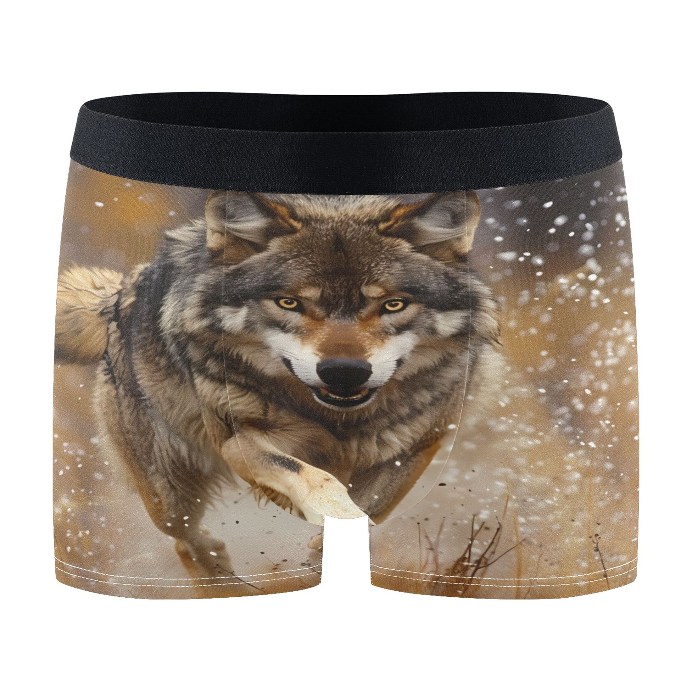 joogoo Mens Boxer Briefs Running Wolf Soft Underwear Stretch Trunks S ...