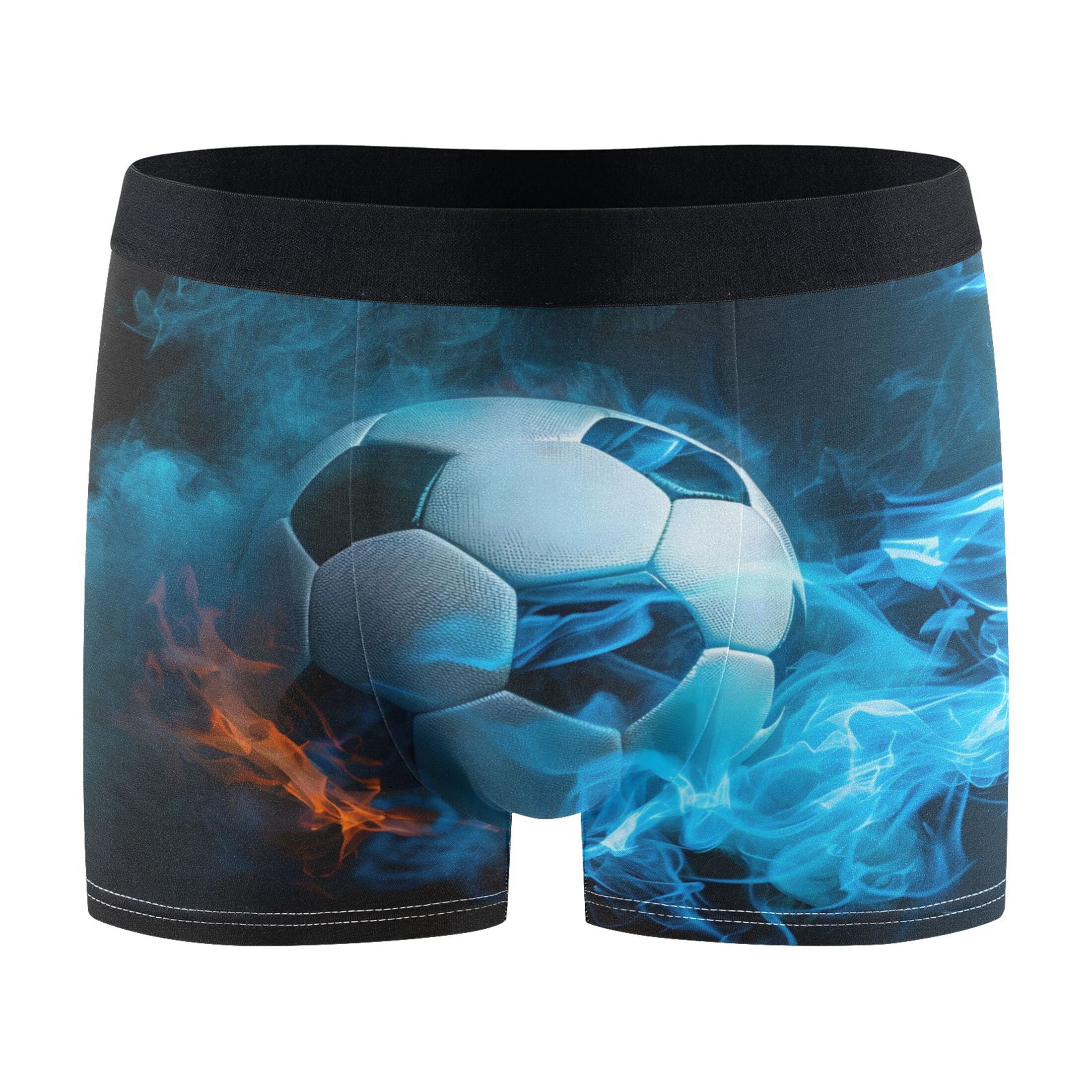 joogoo Mens Boxer Briefs Soccer Ball with Fire Soft Underwear Stretch ...