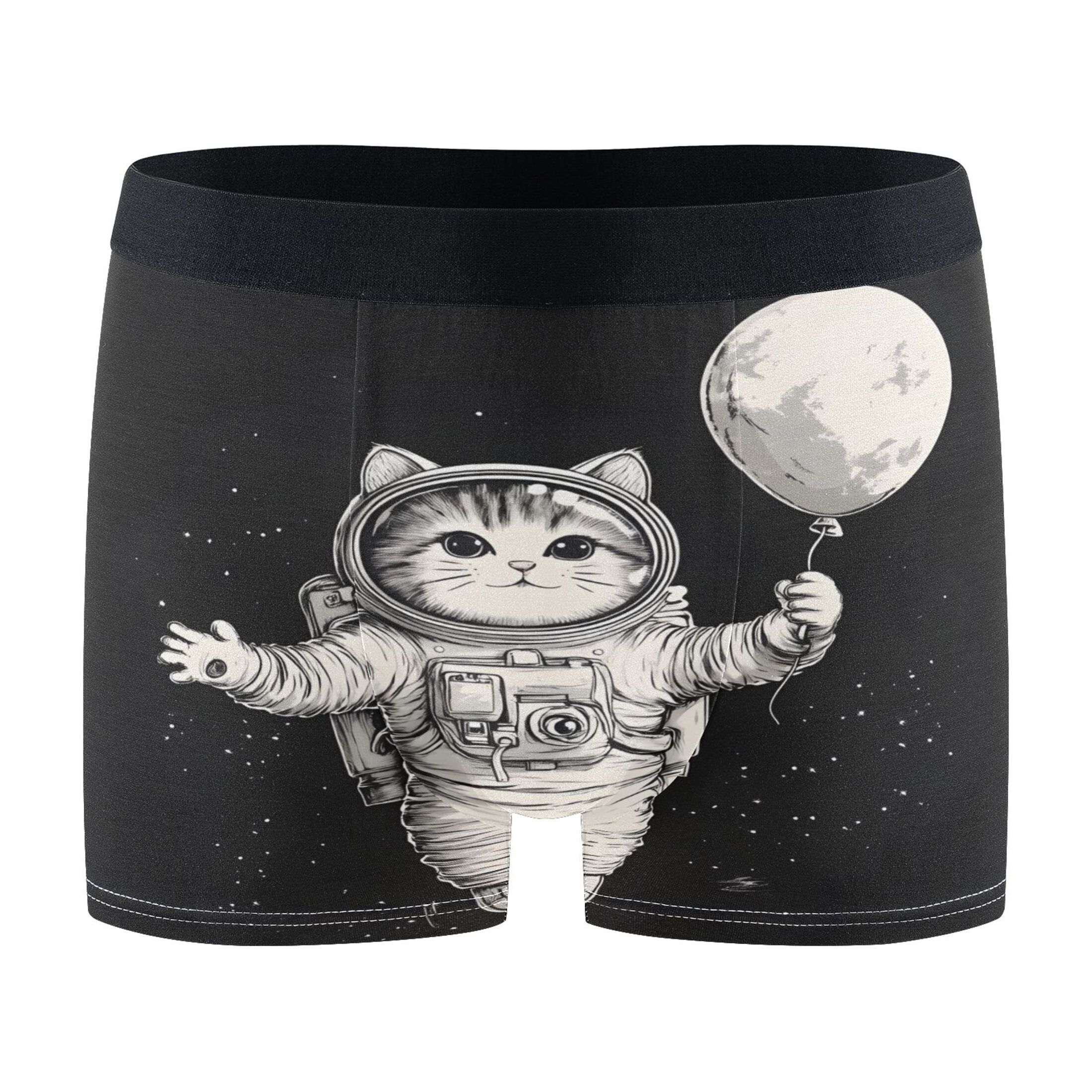joogoo Mens Boxer Briefs Space Cute Cat Soft Underwear Stretch Trunks M ...