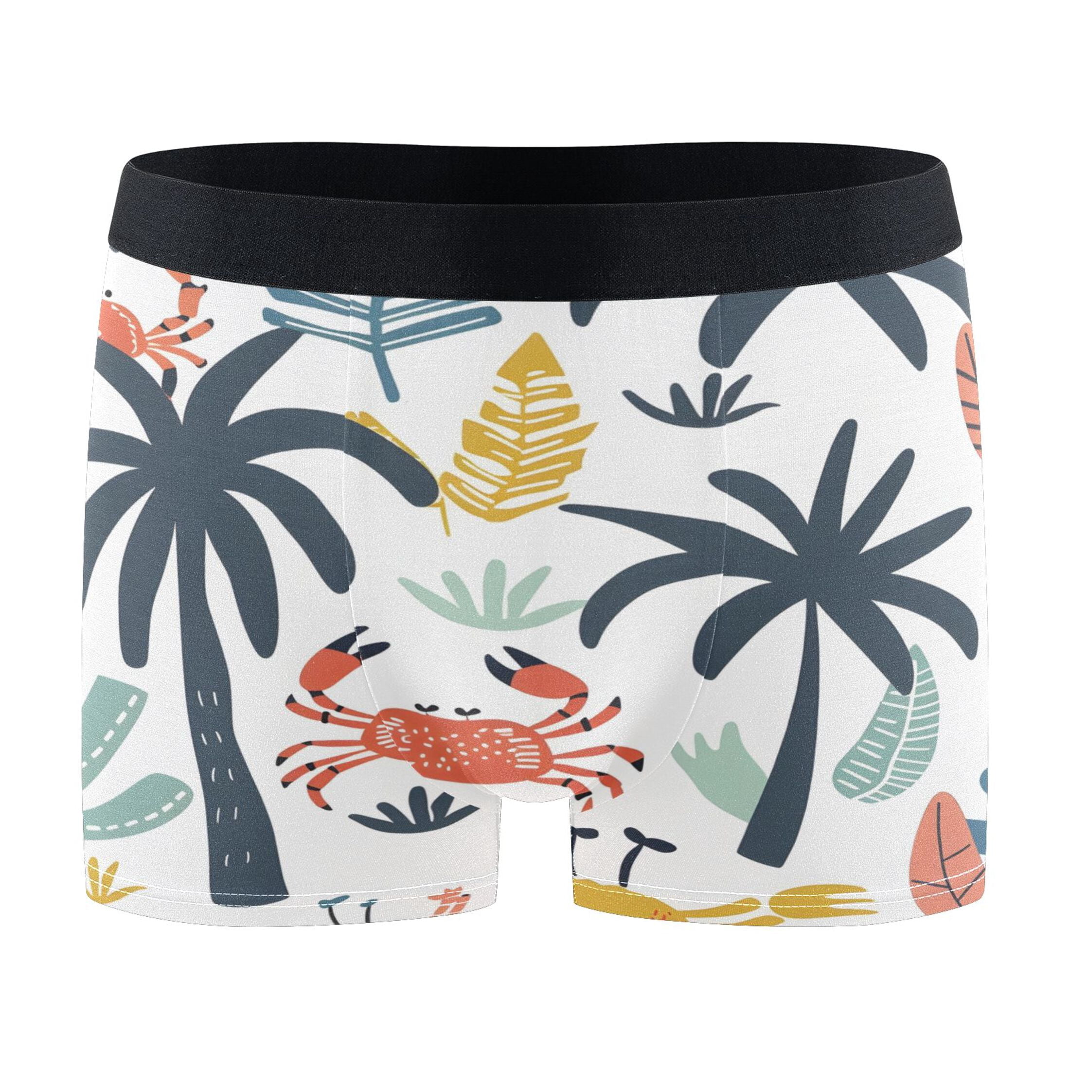 joogoo Mens Boxer Briefs Summer Palm Tree and Crabs Soft Underwear ...