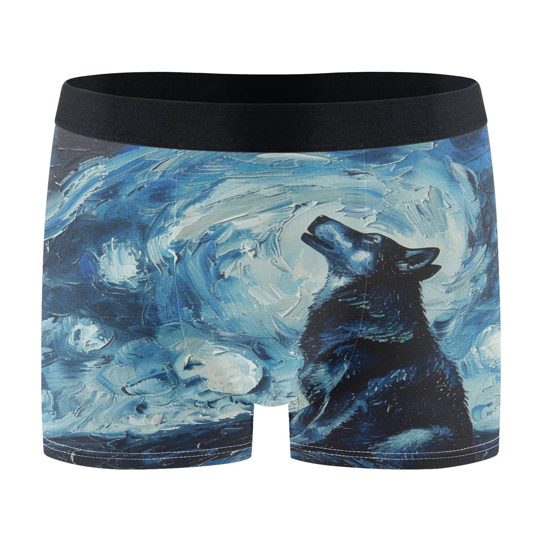 joogoo Mens Boxer Briefs Wolf in Night Soft Underwear Stretch Trunks XL ...