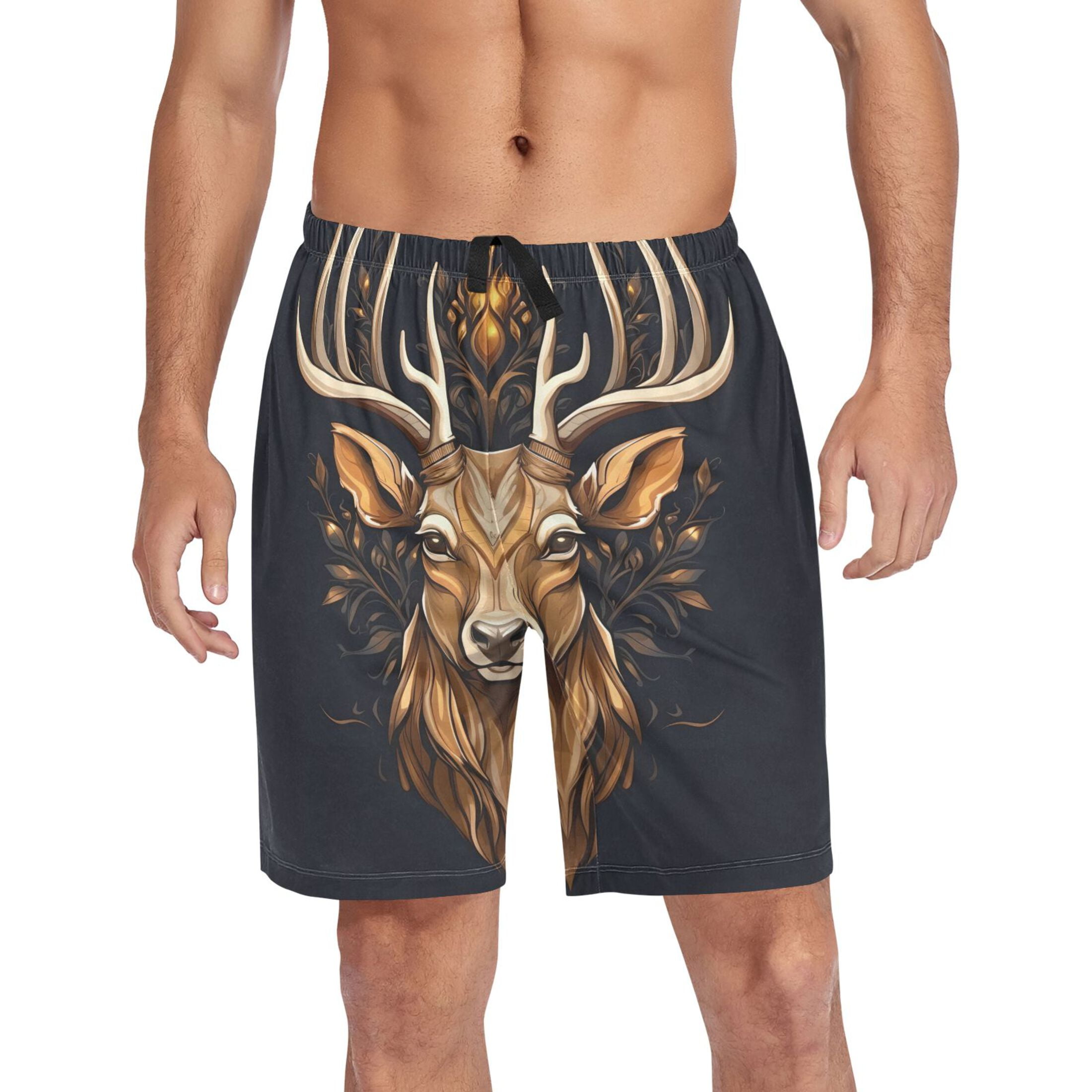 joogoo Mens Swim Trunks A Deer Head Beach Shorts Drawstring Elastic ...