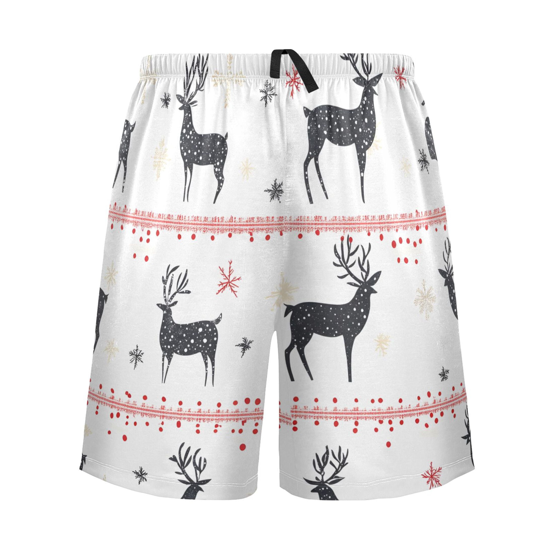 joogoo Mens Swim Trunks Boho Christmas Reindeer Beach Shorts Drawstring ...