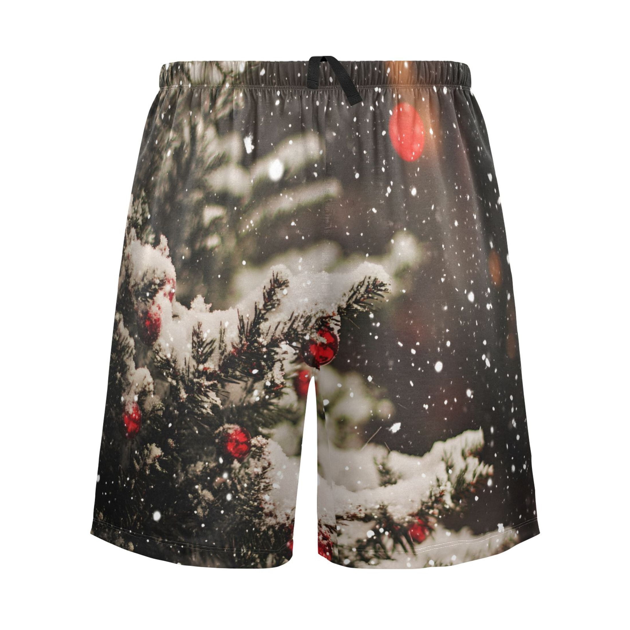 joogoo Mens Swim Trunks Christmas Snow Beach Shorts Drawstring Elastic ...