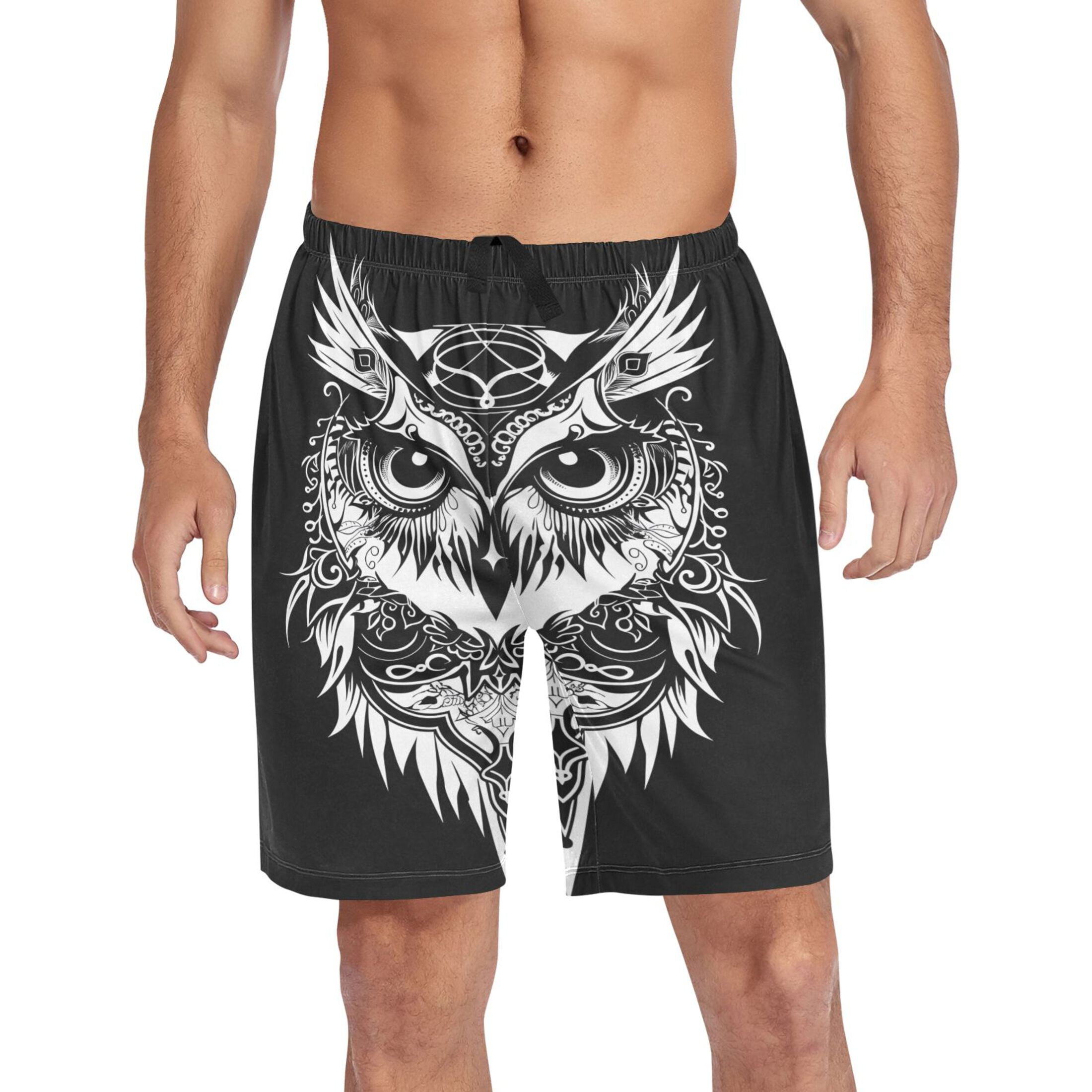 joogoo Mens Swim Trunks Cool Owl on Black Beach Shorts Drawstring ...
