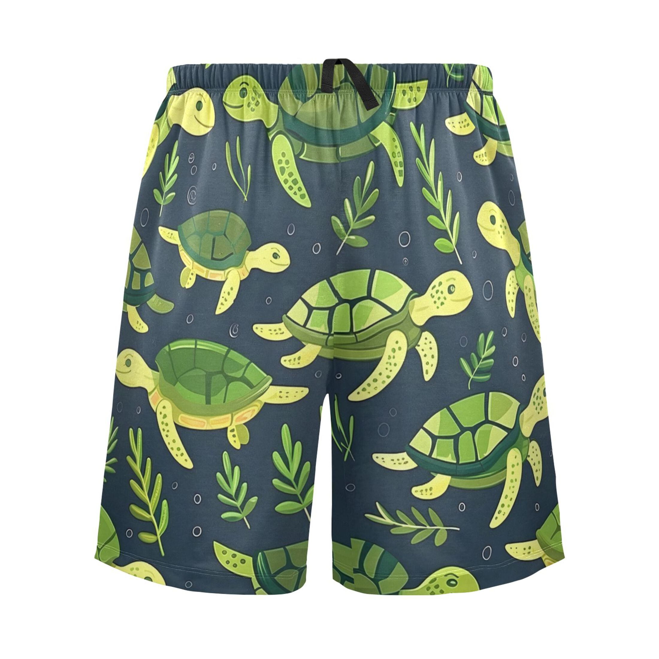 joogoo Mens Swim Trunks Cute Turtles Seaweed Leaf Beach Shorts ...