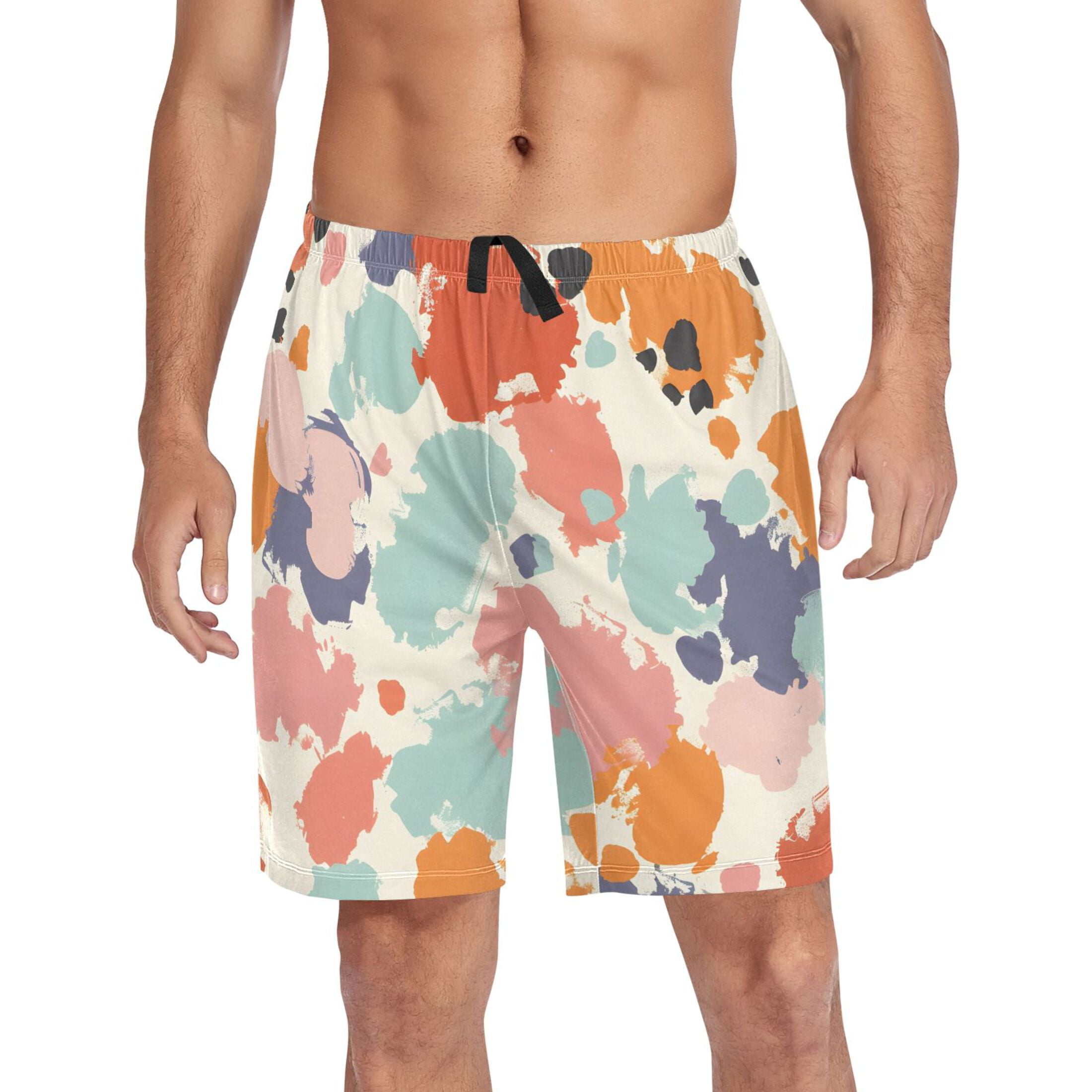 joogoo Mens Swim Trunks Doodle Spots Beach Shorts Drawstring Elastic ...