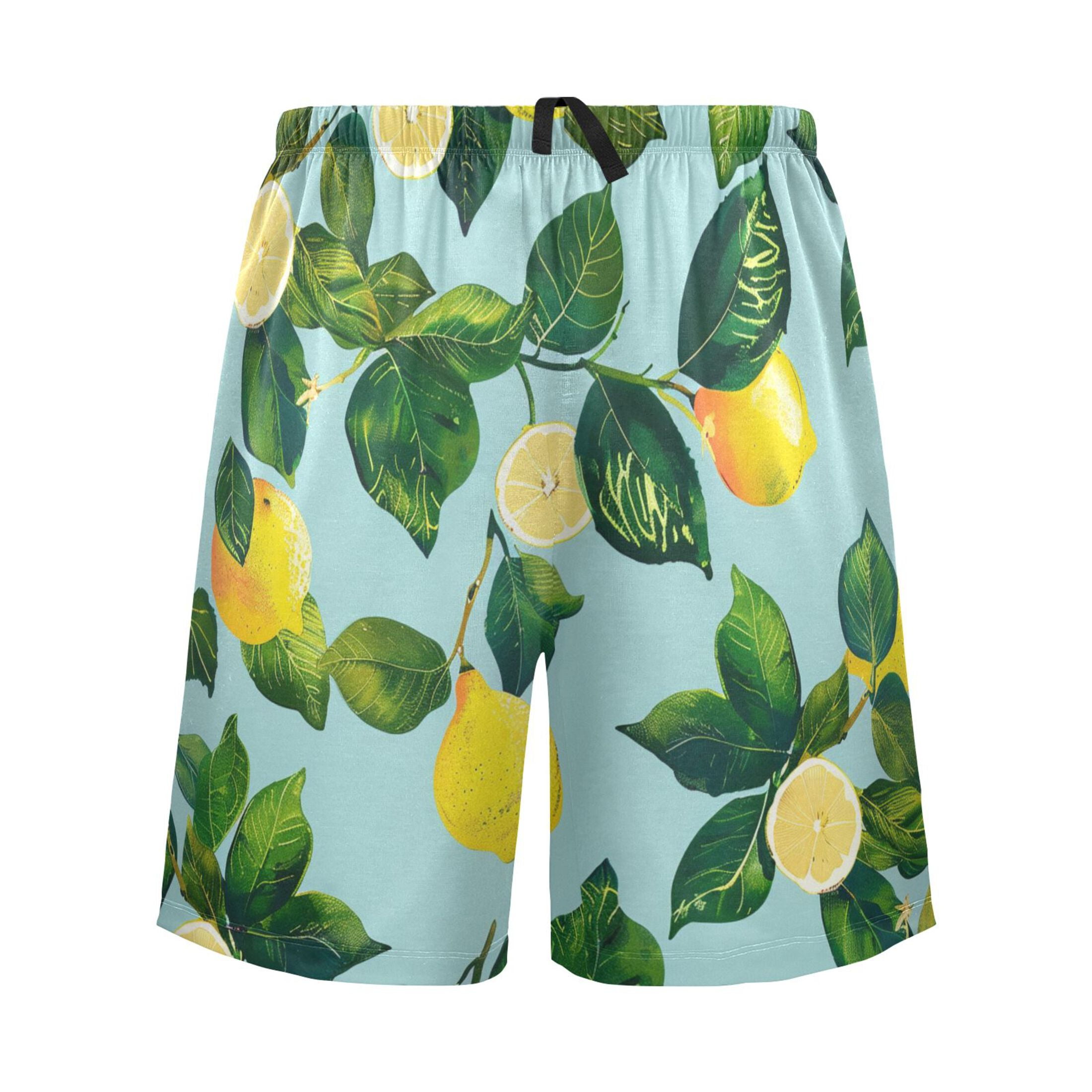 joogoo Mens Swim Trunks Lemon Leaves Beach Shorts Drawstring Elastic ...