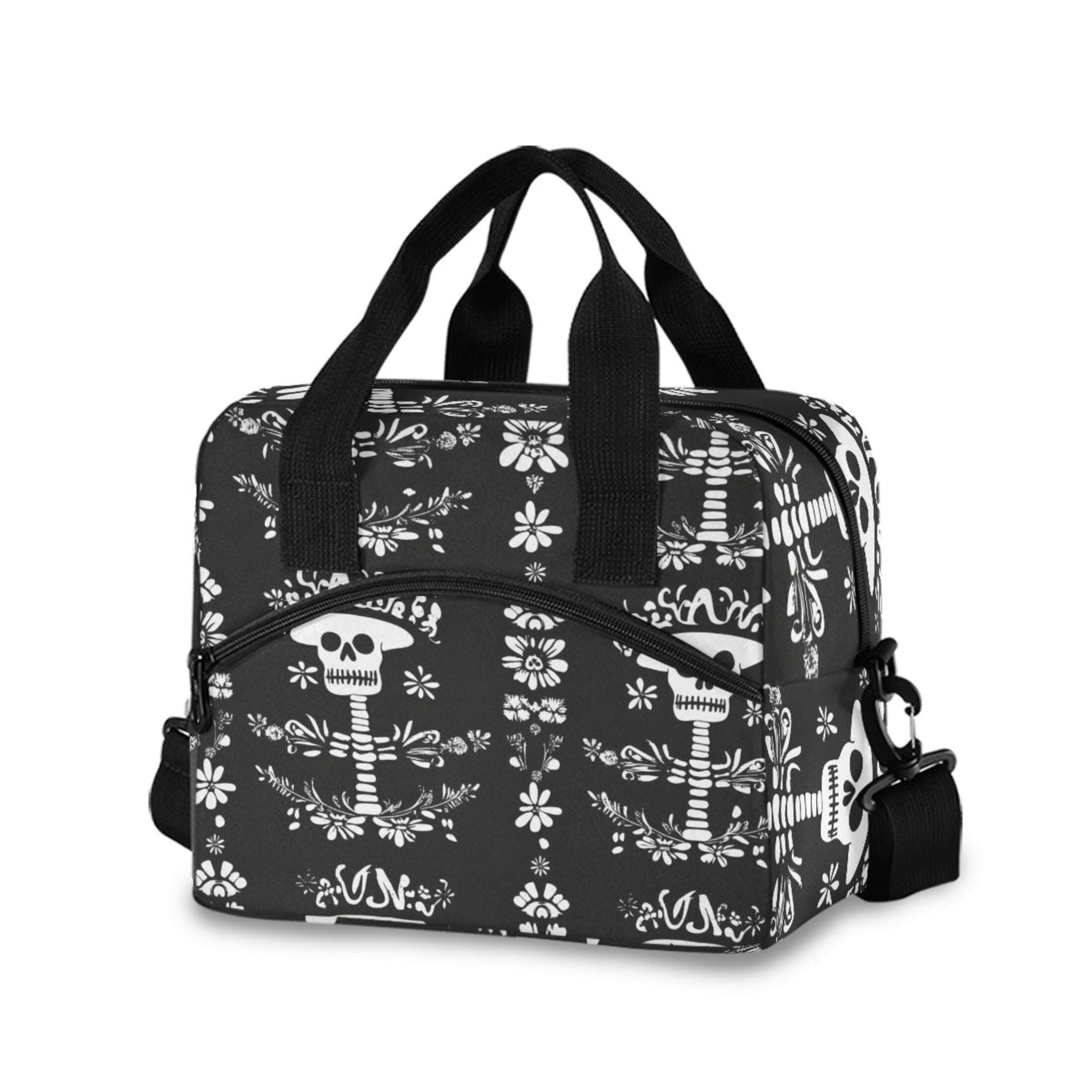 joogoo Mexican Skull Flowers Insulated Lunch Bags Reusable Cooler Box ...