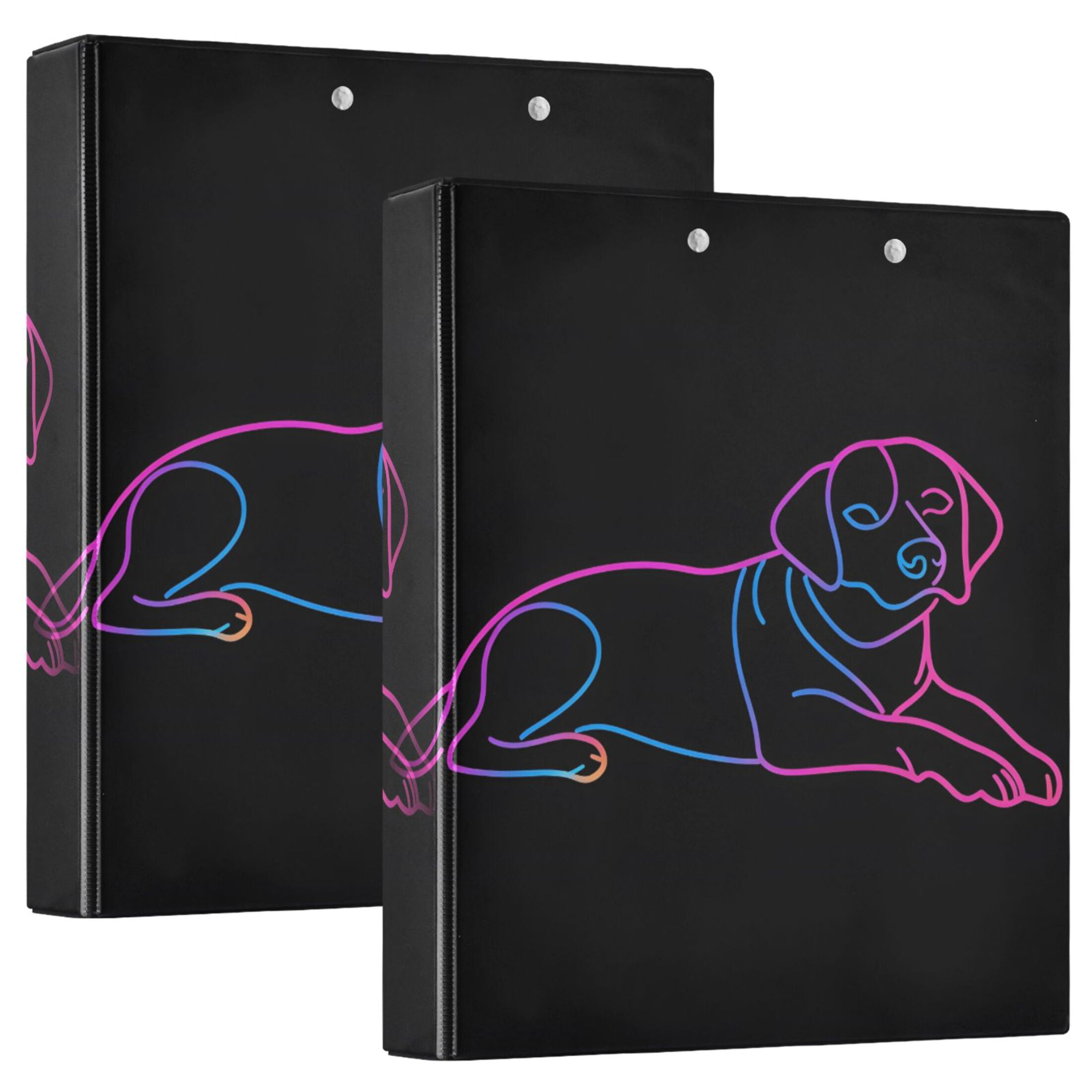 joogoo Neon Cool Dog Hardcover 3 Ring Binder 1.5" Round Rings Interior ...