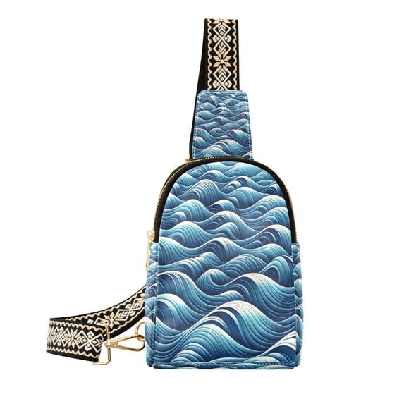 joogoo Ocean Wave Sling Backpack Crossbody Shoulder Bags Waist Packs ...