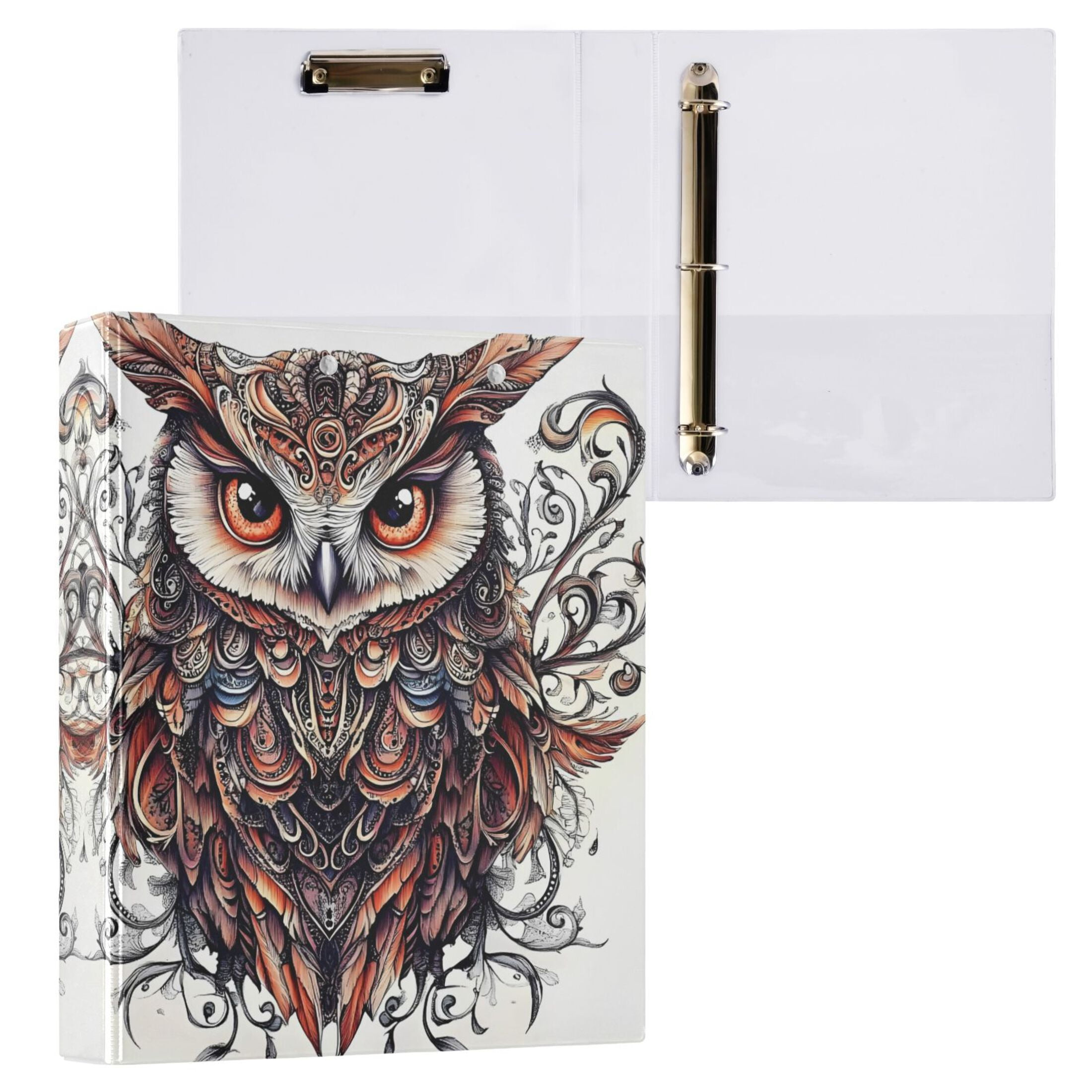 joogoo Owl Hardcover 3 Ring Binder 1.5" Round Rings Interior Pockets ...