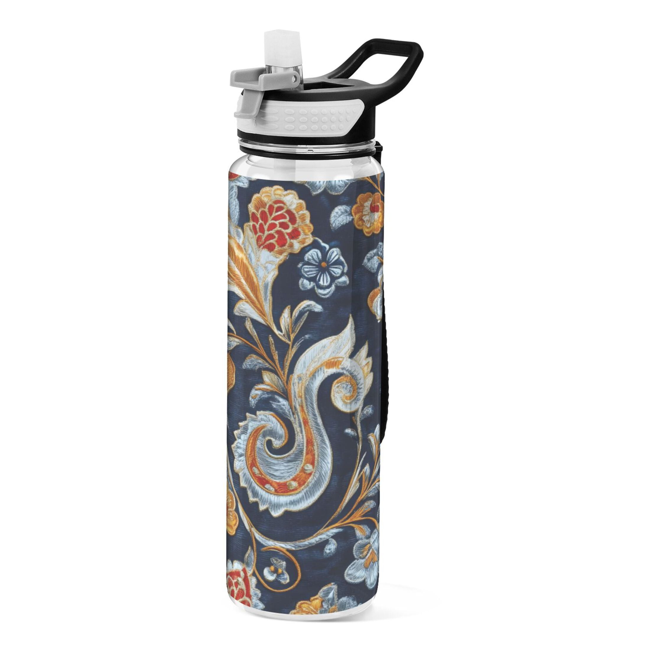 joogoo Paisley Boho Floral Water Bottles with Straw Tritan Leakproof ...