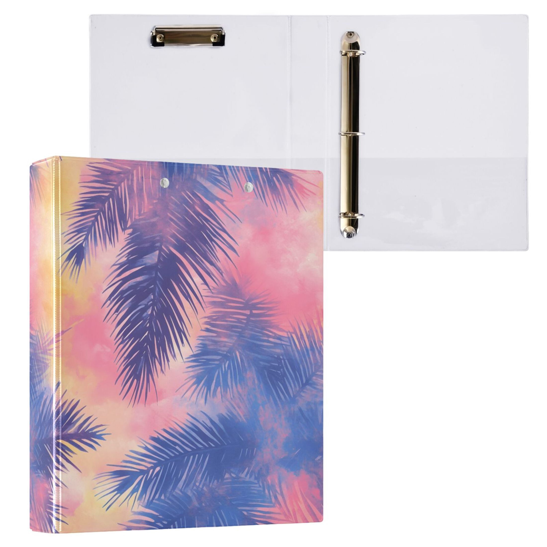 joogoo Palm Tree Art Pattern Hardcover 3 Ring Binder 1.5" Round Rings ...