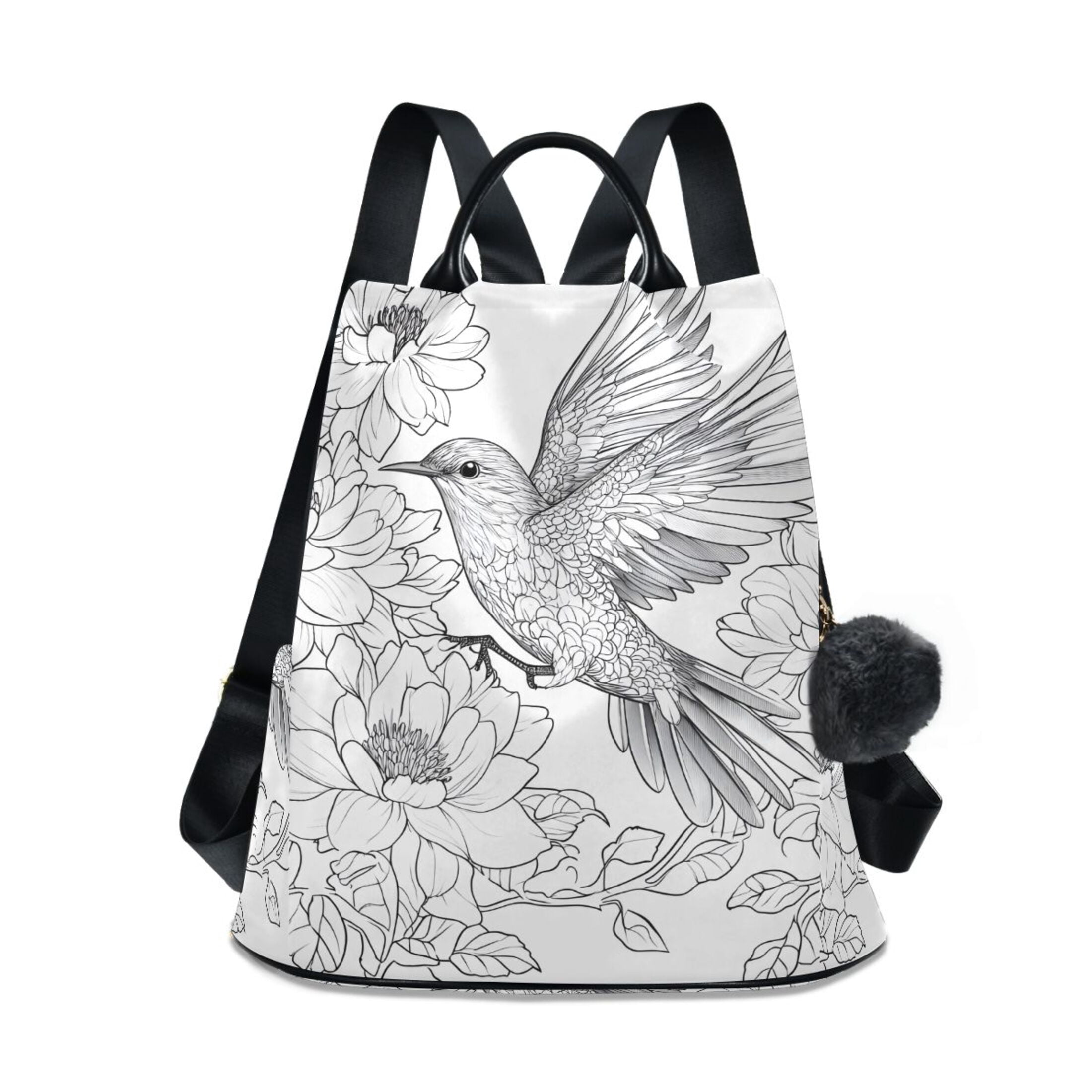 joogoo Peony Flower Bird Drawn Backpack Purse for Women Anti Theft ...