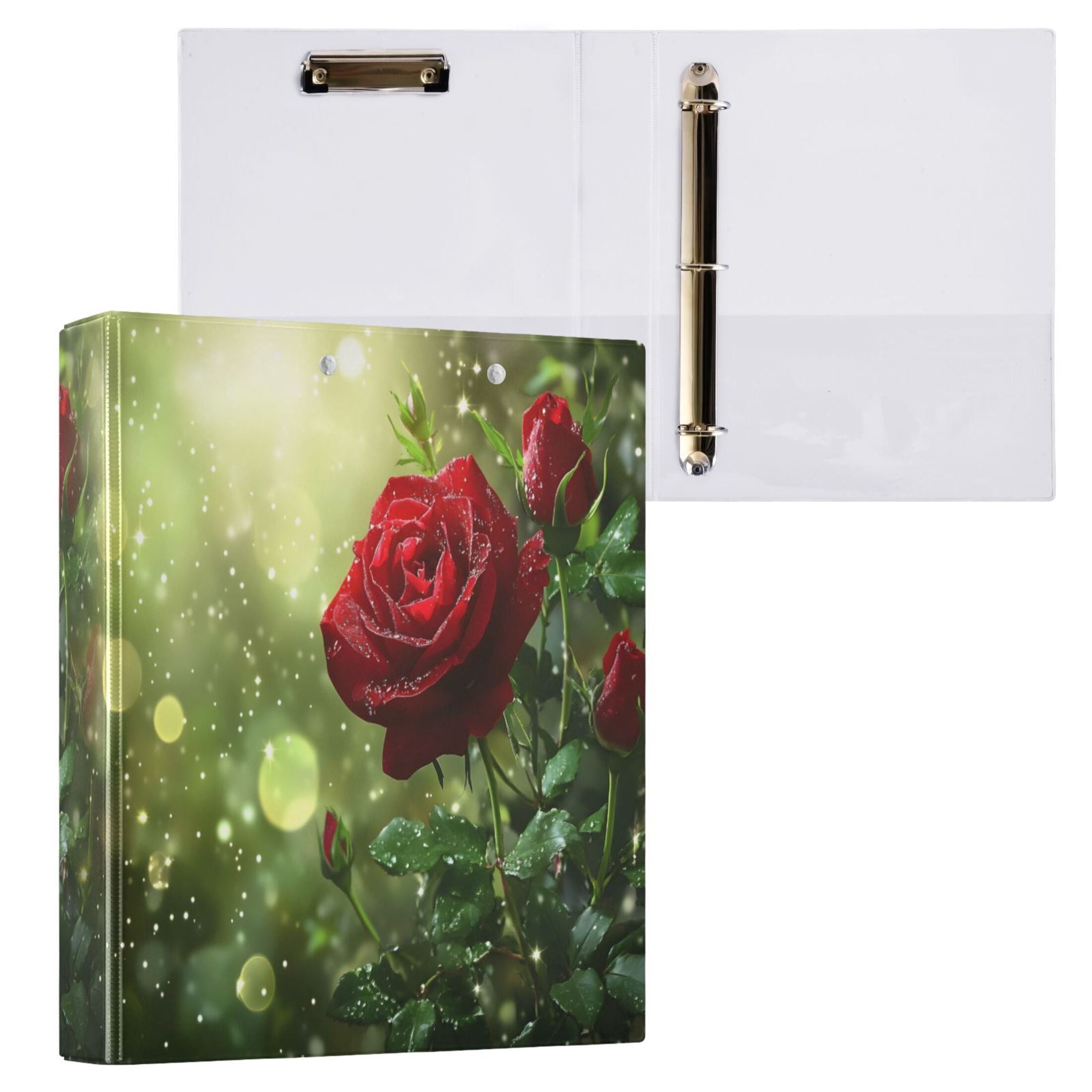 joogoo Red Roses Flowers Hardcover 3 Ring Binder 1.5" Round Rings ...
