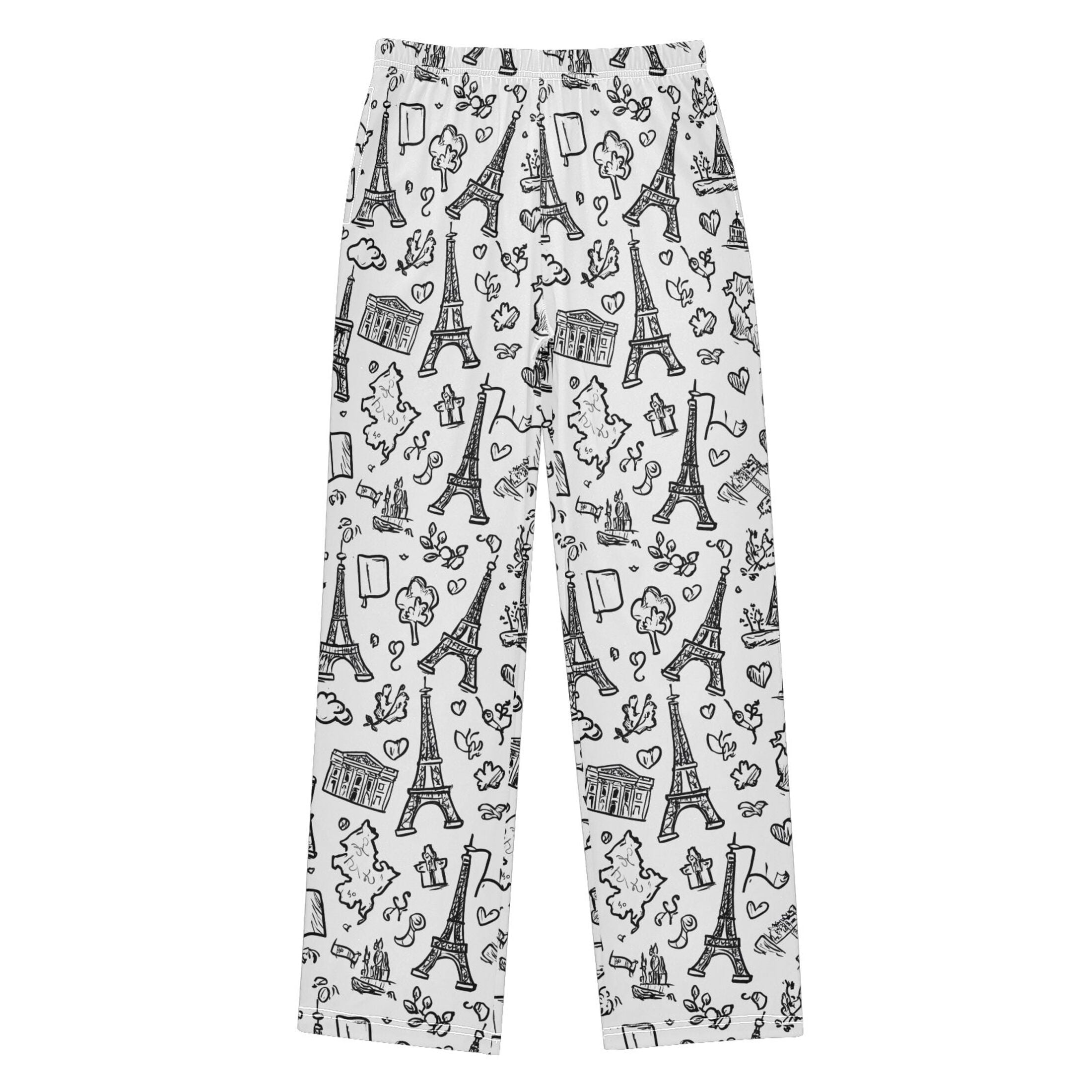 joogoo Retro Eiffel Tower Pajama Pants Pj Bottoms Sleepwear Lounge S ...