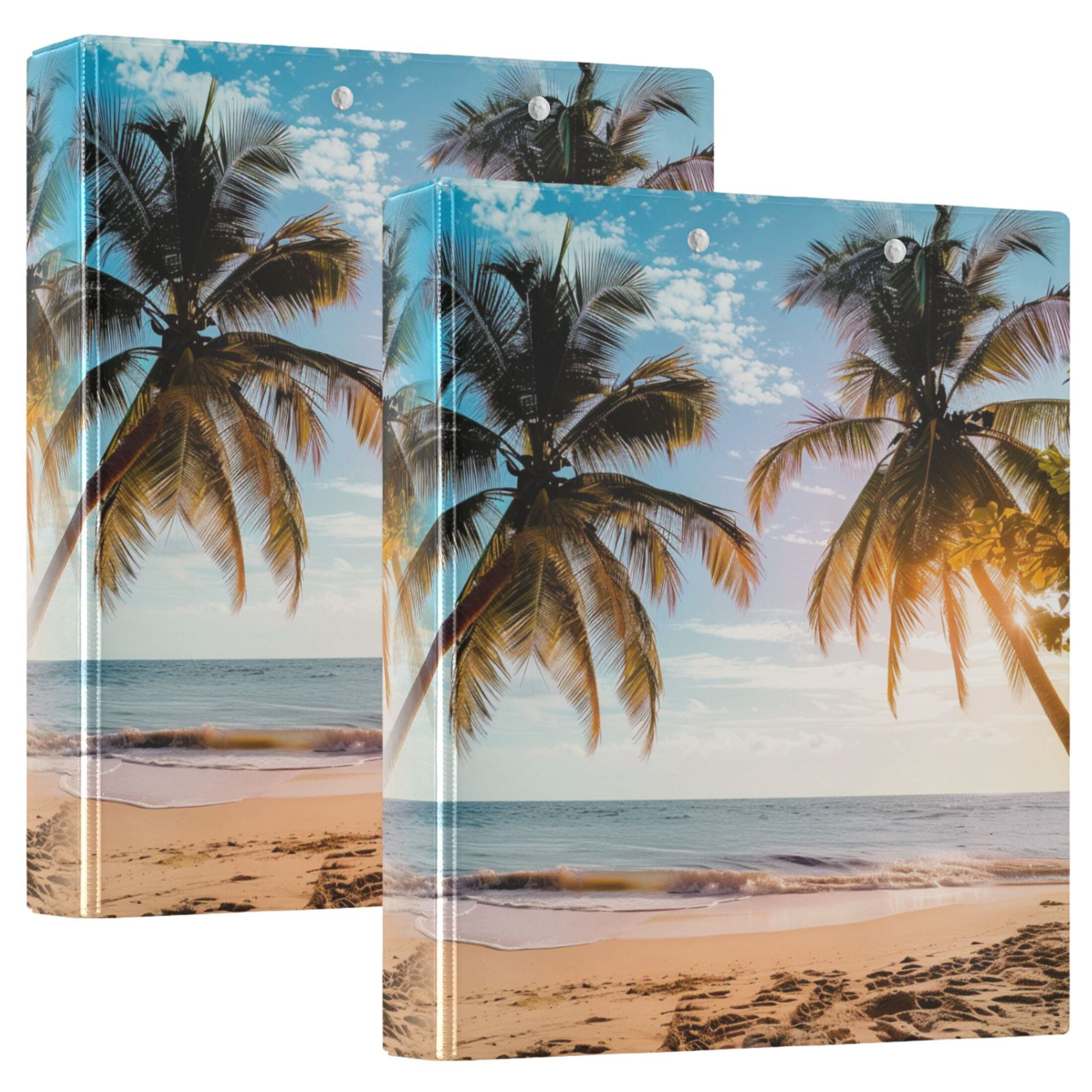 joogoo Retro Palm Tree Sunset Beach Hardcover 3 Ring Binder 1.5" Round ...